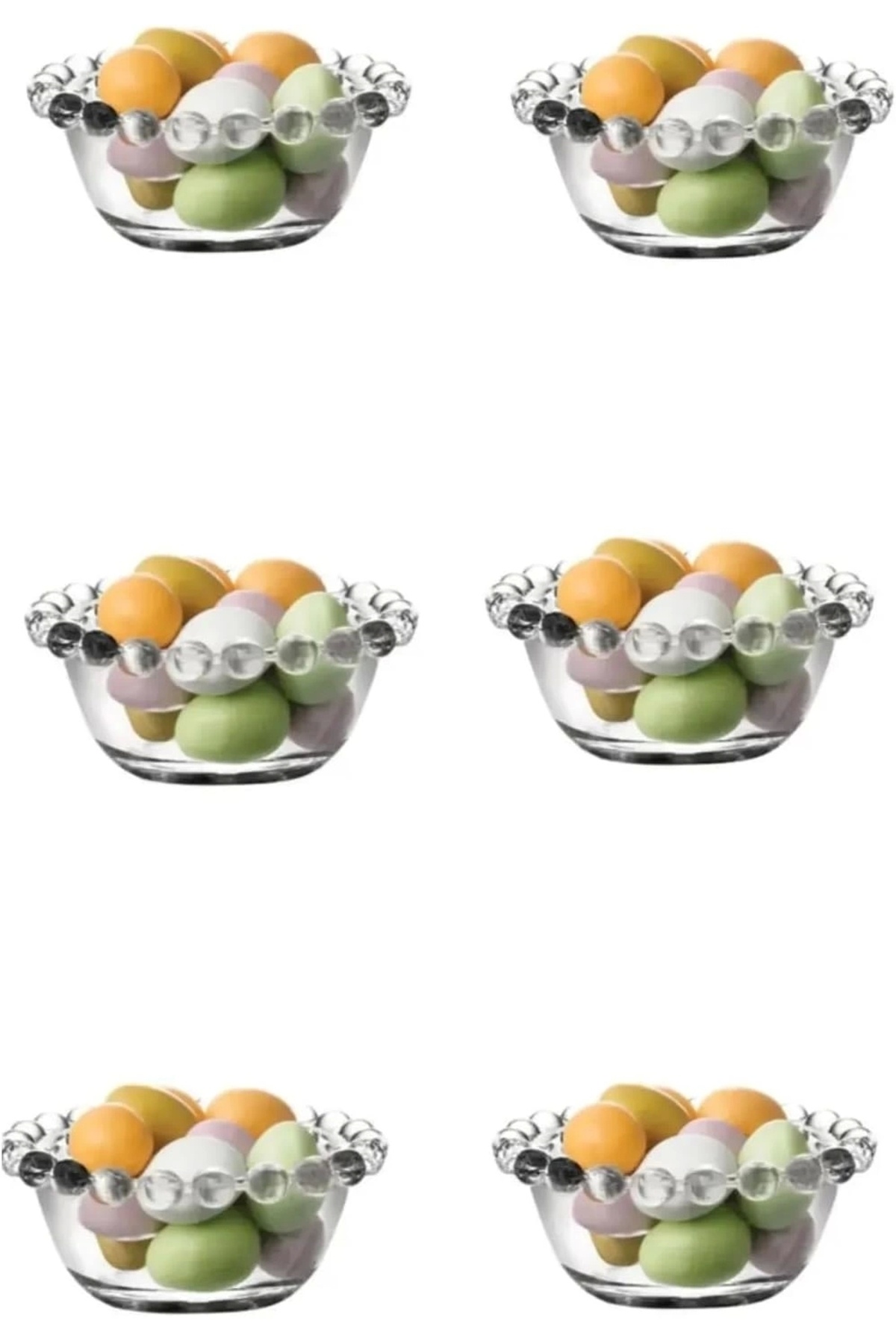 starnewstore 6'lı Yuvarlak Boncuk Kenarlı Çerez Draje Lokum Reçel Sunum ...