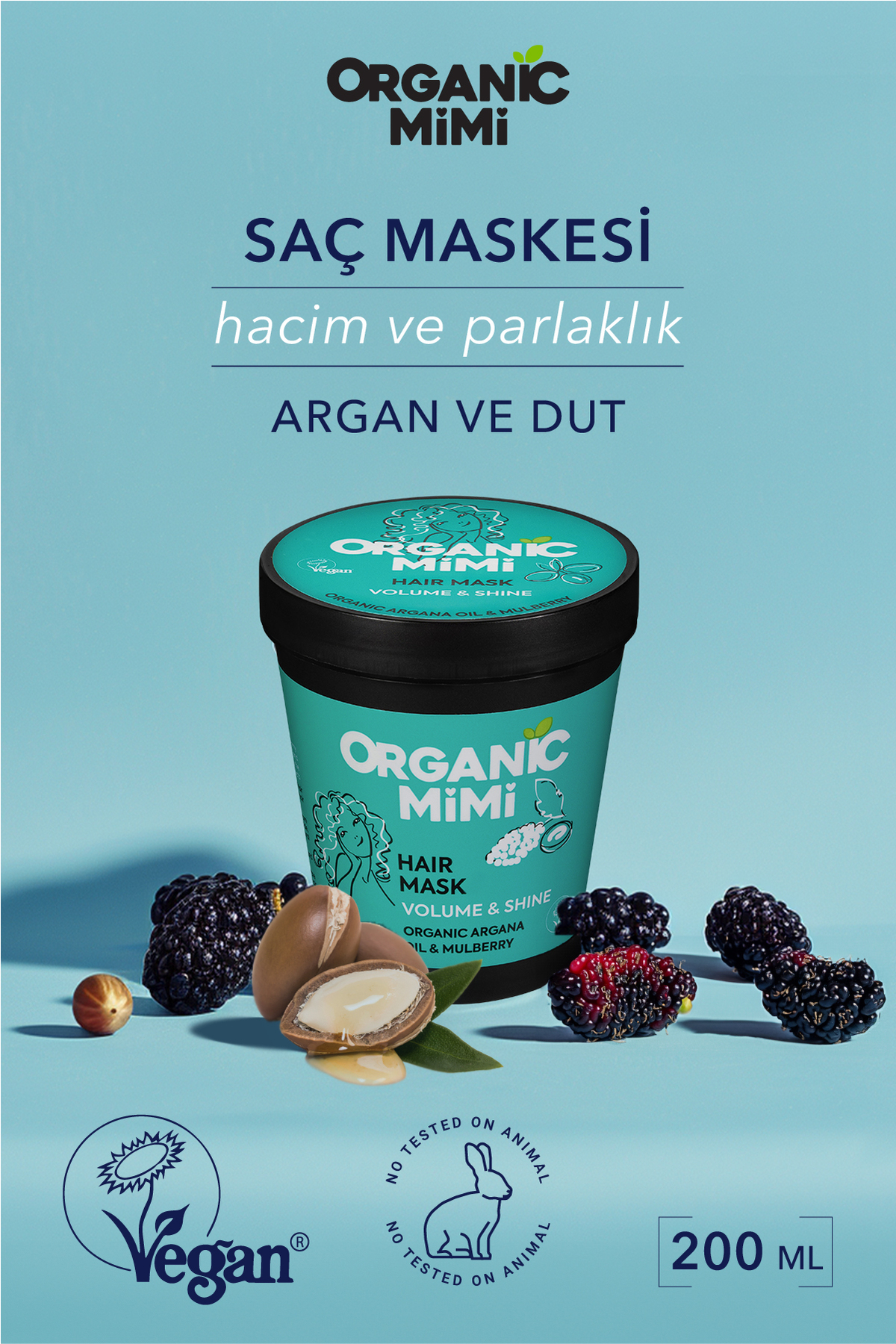 ORGANİC MİMİ Saç Maskesi Hacim Ve Parlaklık Veren Argan Ve Dut Özlü 200 ...