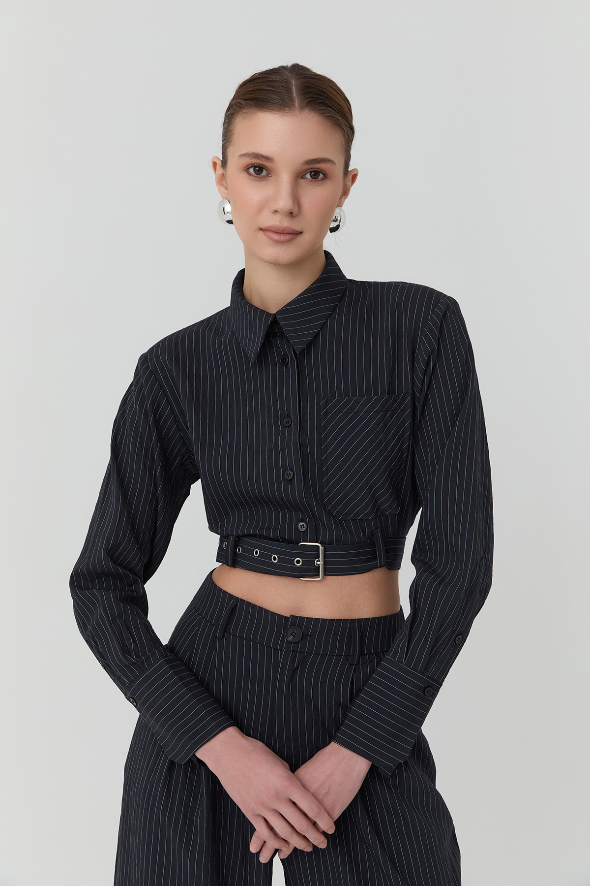 Quzu Kemer Detaylı Çizgili Gömlek Siyah Fiyatı, Yorumları - Trendyol