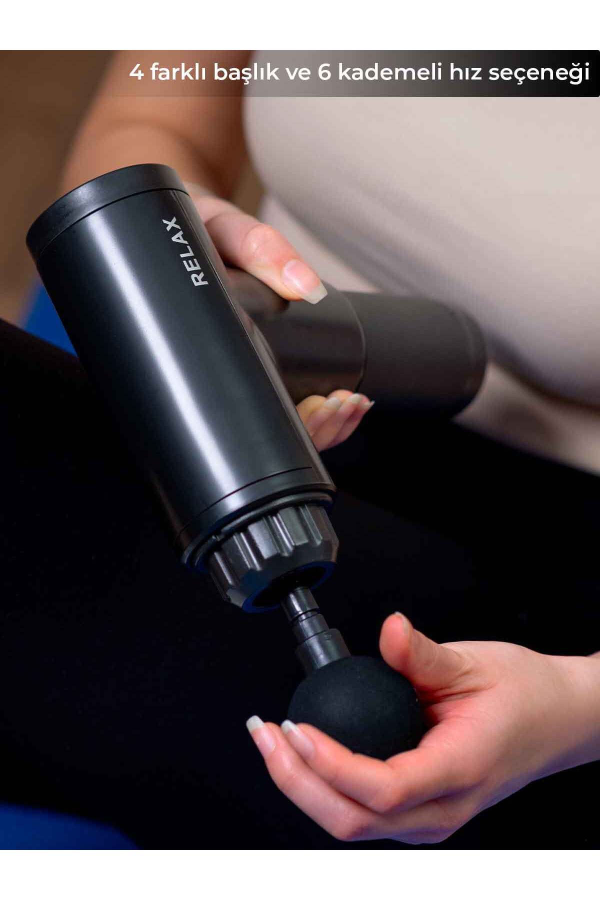 Relax Şarjlı 4 Başlıklı Sporcu Masaj Aleti 6 Kademeli Boyun Bel Sırt Bacak Ayak Masajı Masaj ...