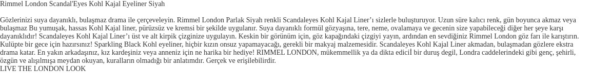 Rimmel London Scandaleyes Kohl Kajal Göz Kalemi Waterproof Siyah Fiyatı