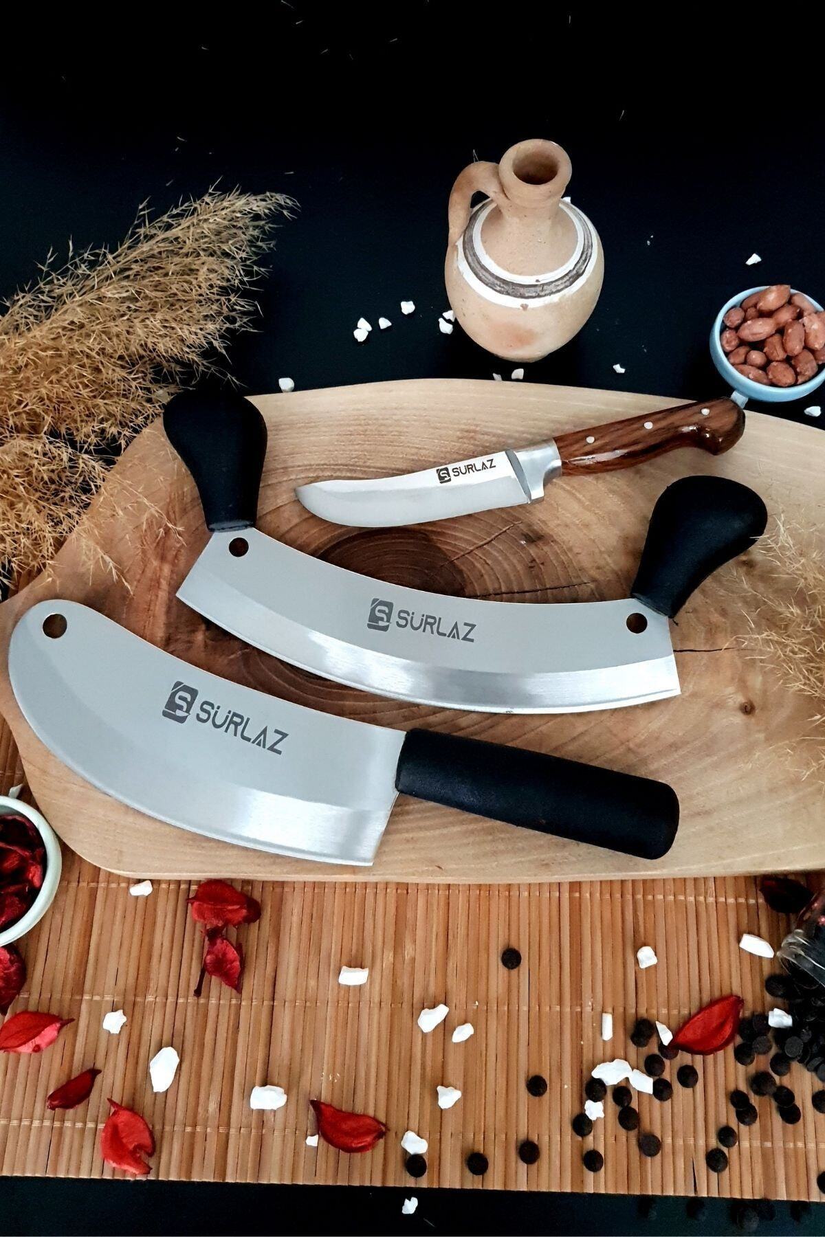 SürLaz Kebab Knife Set Meat Knife 3 Piece Mincer Knife Row Armor- Trendyol