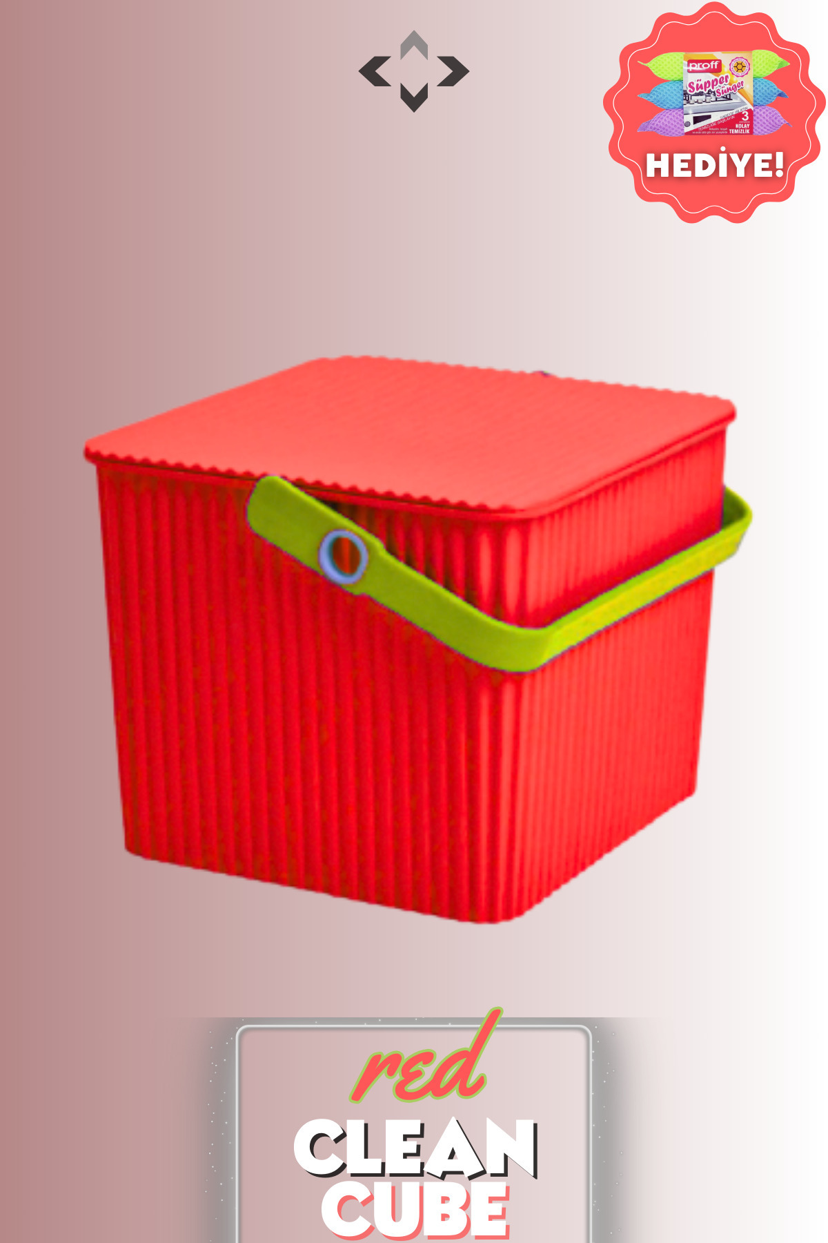 LİGROUND Red Clean Cube Kare Kapaklı Kulplu Temizlik Kovası Su Kovası Düzenleyici Kutu Oyuncak ...