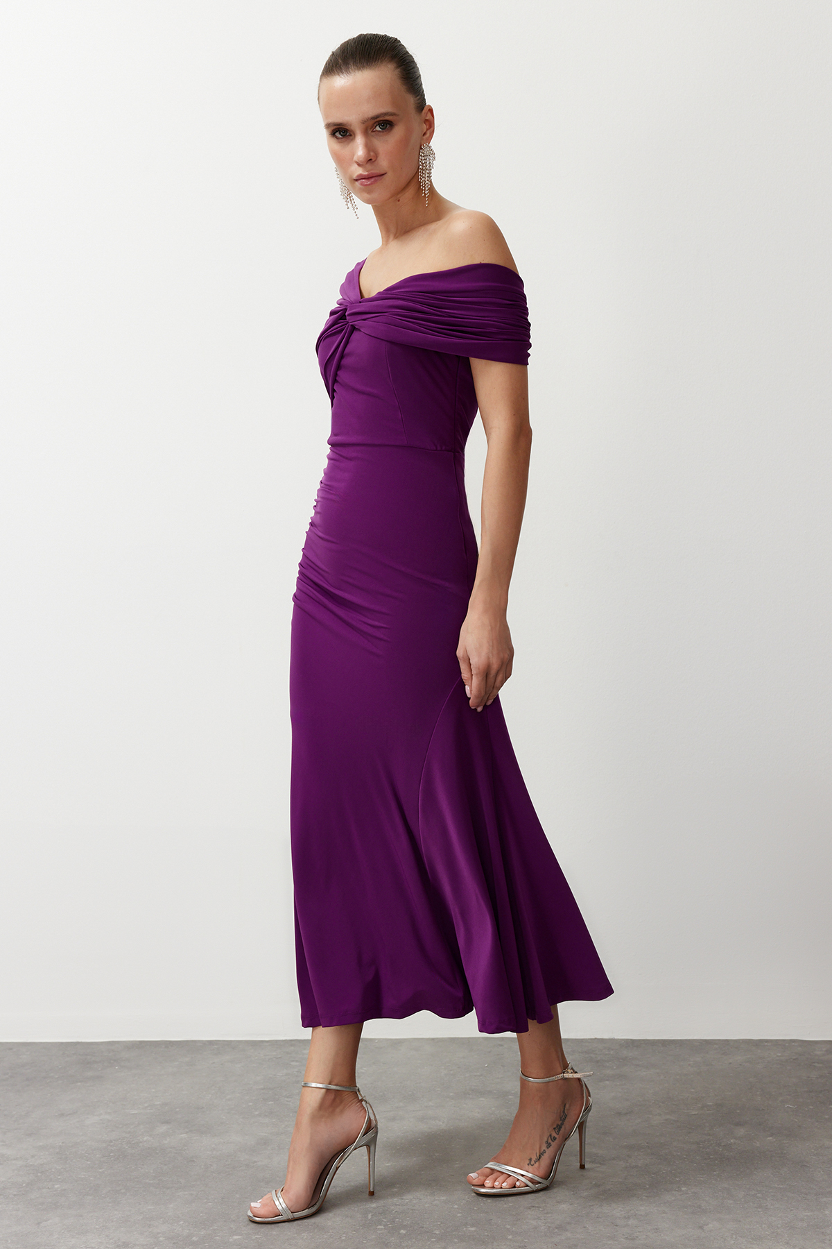 Trendyol Collection Purple Asymmetrical Collar Knitted Stylish Evening ...