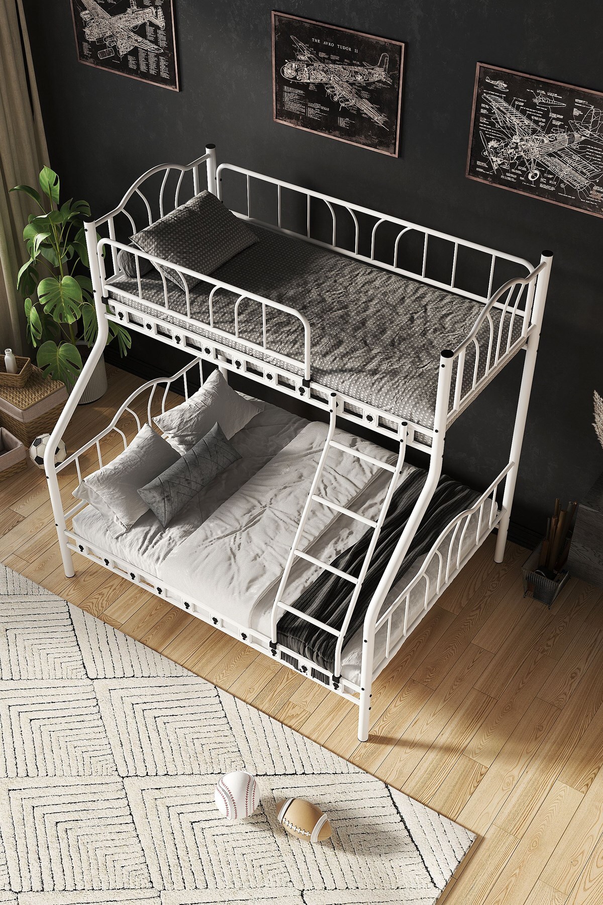 ARGİMO Imaj 3 Kişilik Ebeveyn 3'lü Metal Ranza 90x190 & 140x190 Fiyatı ...