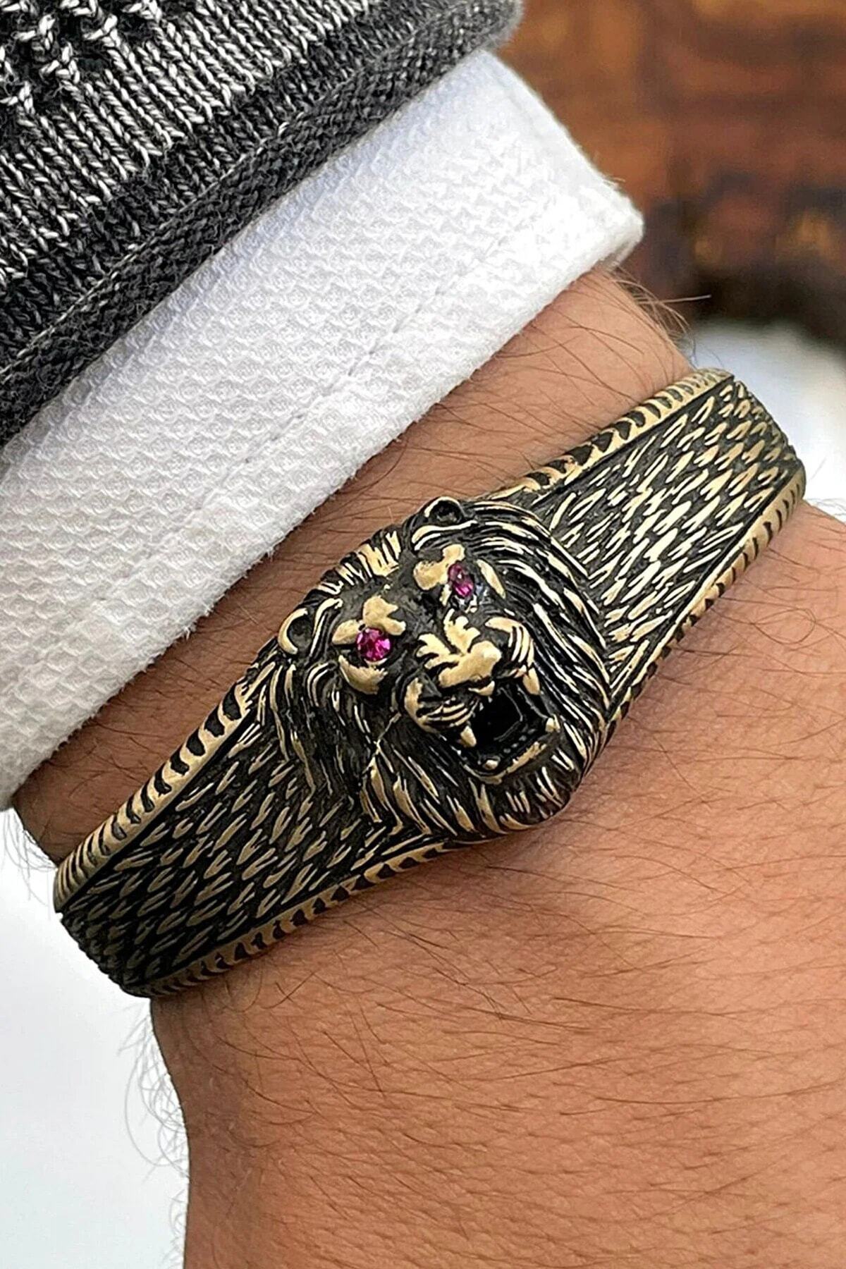 cheetah quality Özel Tasarım Aslan Başlı Zirkon Gözlü Ayarlanabilir ...