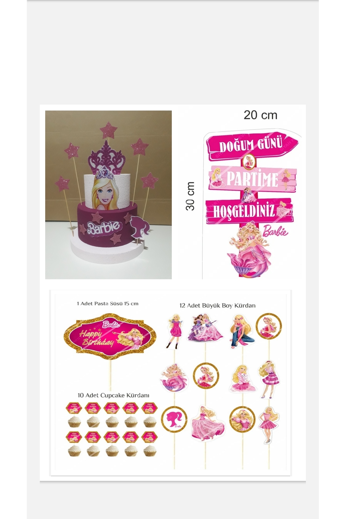 Elvan İstanbul Barbie Maket Pasta Barbie Masa Maketi Barbie Kürdan ...