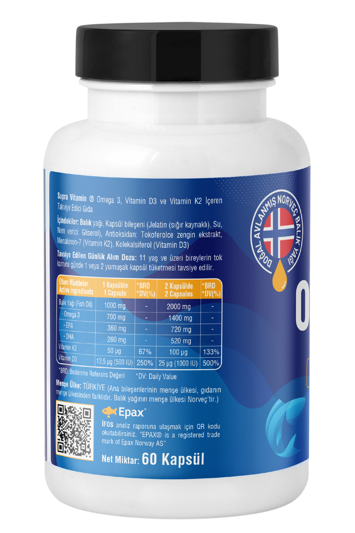 Supra Protein Epax® Omeg-3 Balık Yağı, 2.000 Mg Fish Oil + Vitamin D3 ...