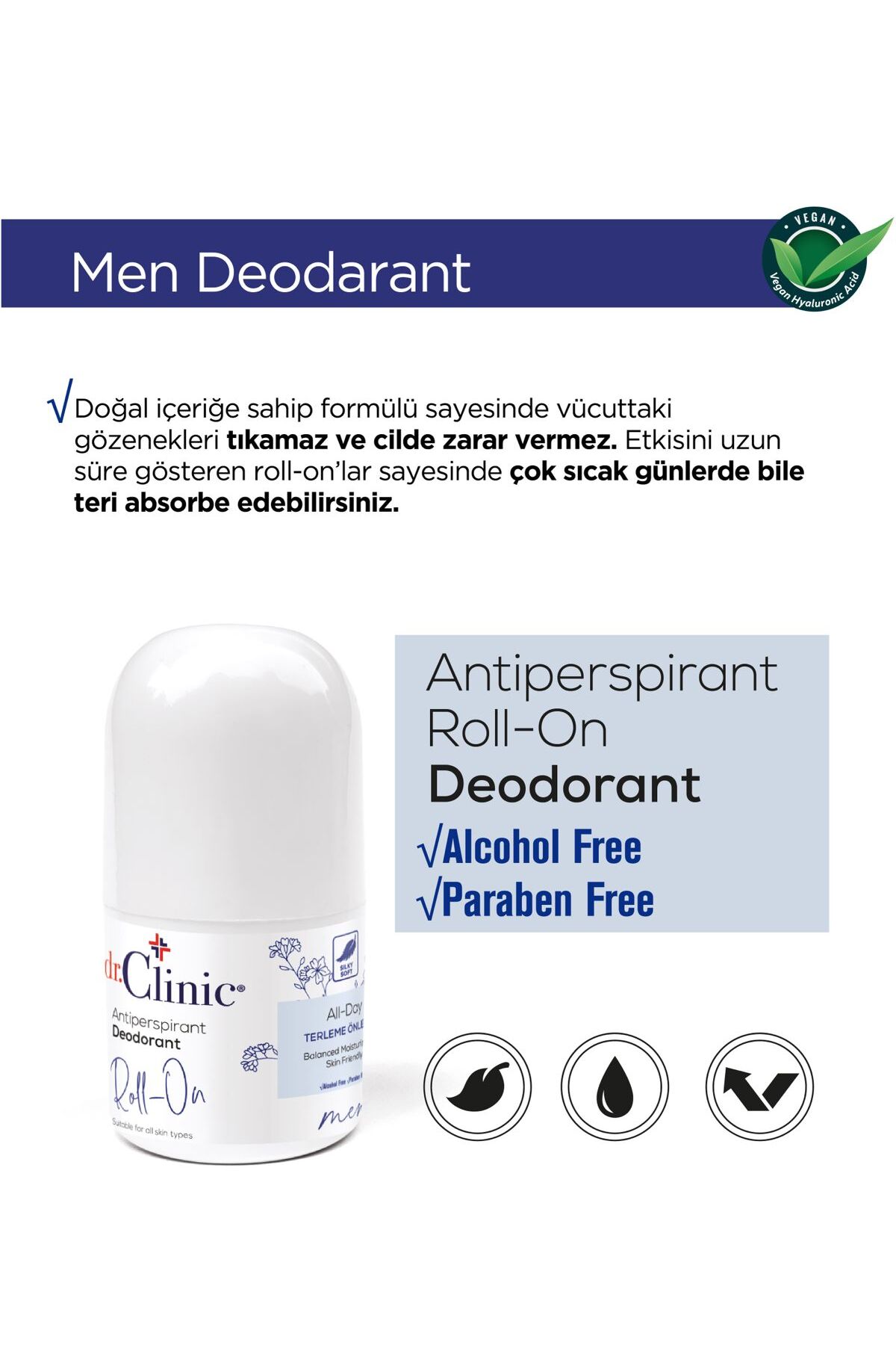 Dr. Clinic Antiperspirant Men Deodorant Roll-On 50ml - Fiyatı, Yorumları