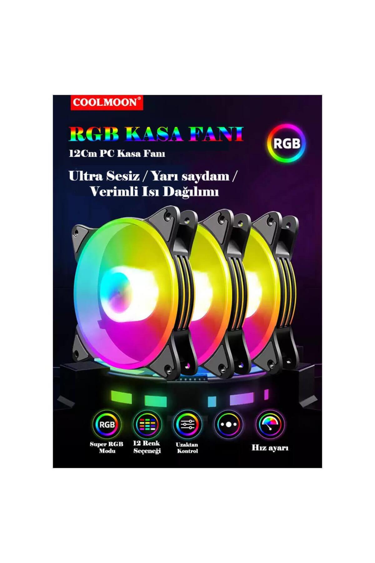 Cool Moon Coolmoon - 12Cm Rgb Kasa Fanı Işıklı Renkli Fan 12V 6Pin ...