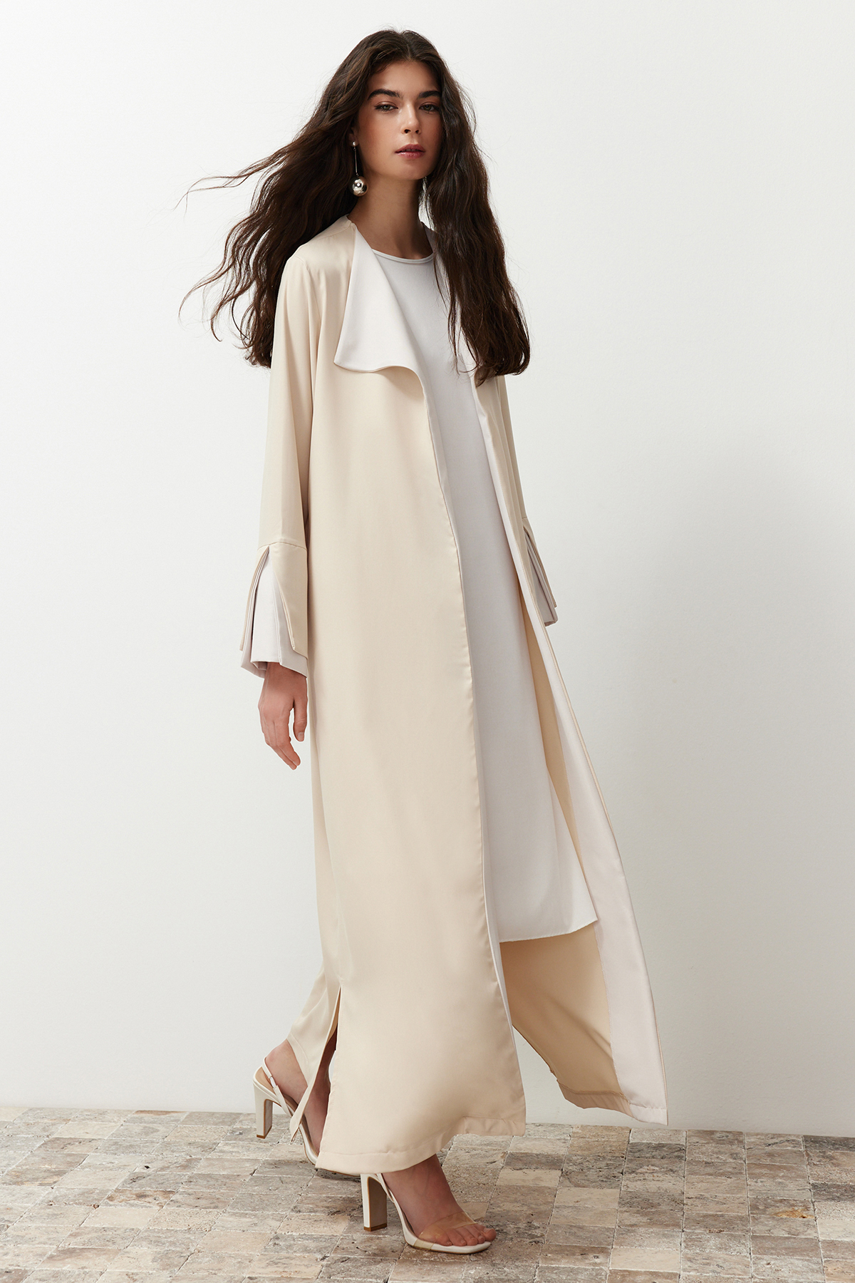 Trendyol Modest Stone Color Blocked Long Aerobin Woven Cap & Ferace ...