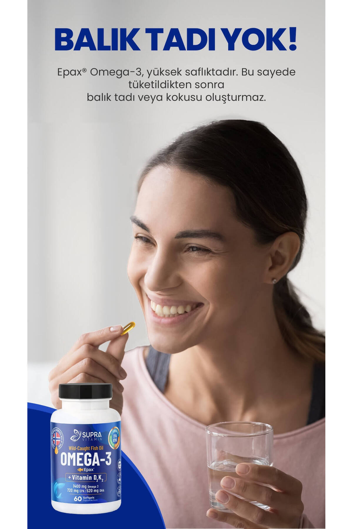 Supra Protein Epax® Omeg-3 Balık Yağı, 2.000 Mg Fish Oil + Vitamin D3 ...