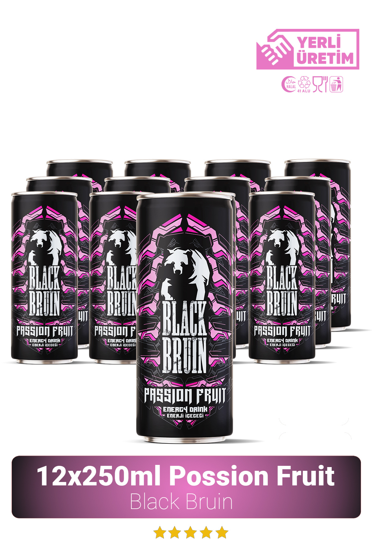 Black Bruin Passion Fruit Aromalı Enerji İçececeği 250ml x 12'li Fiyatı ...