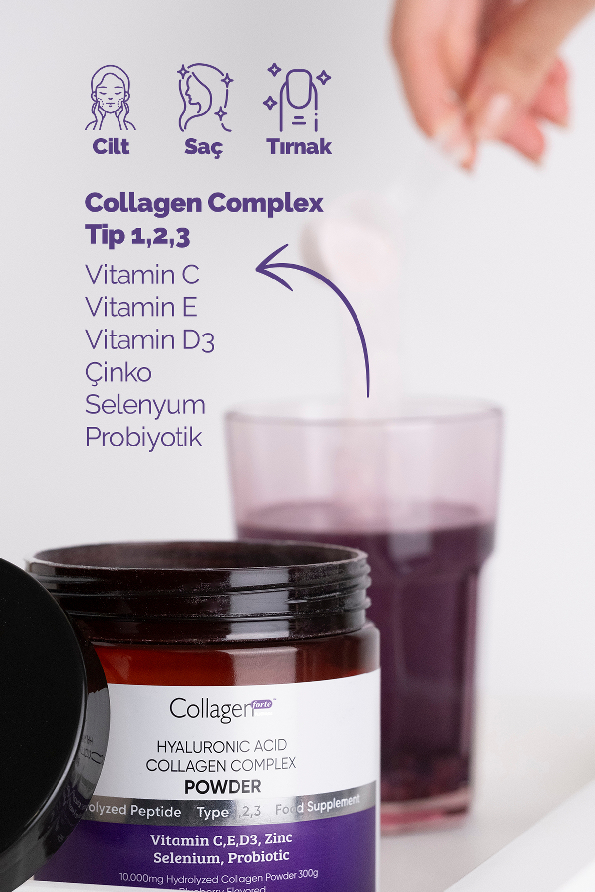 Collagen Forte Platinum Collagen Powder 300g. Kolajen, Probiyotik ...