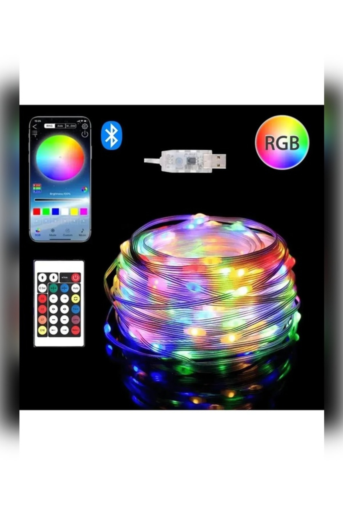 rkmstore Smart Led 10 Metre Yeni Nesil Sese Duyarlı Kumandalı Bluetooth ...