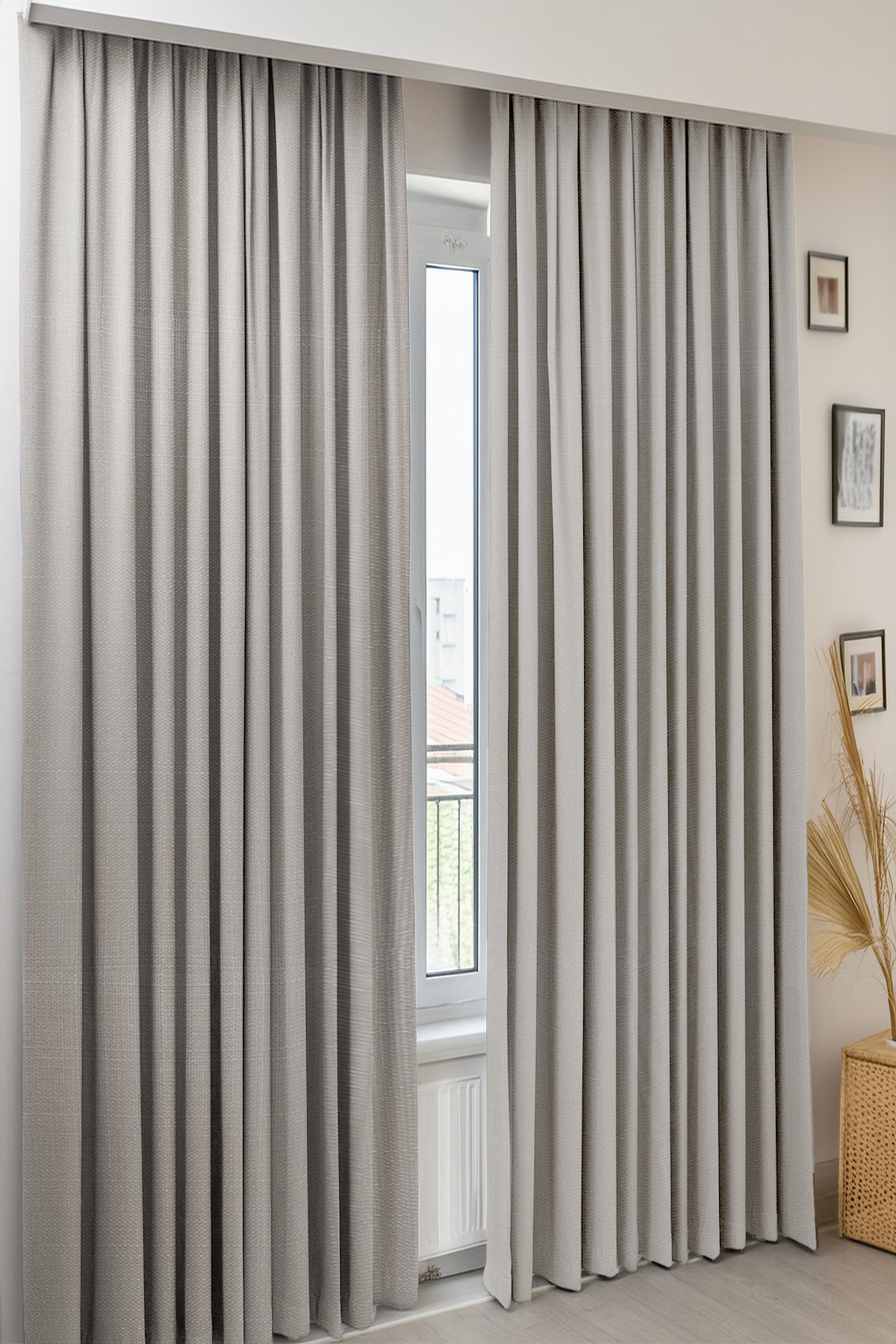 Homefesto Modern Keten Fon Perde Gri Perde Pilesiz Ekstraforlu Güneşlik ...