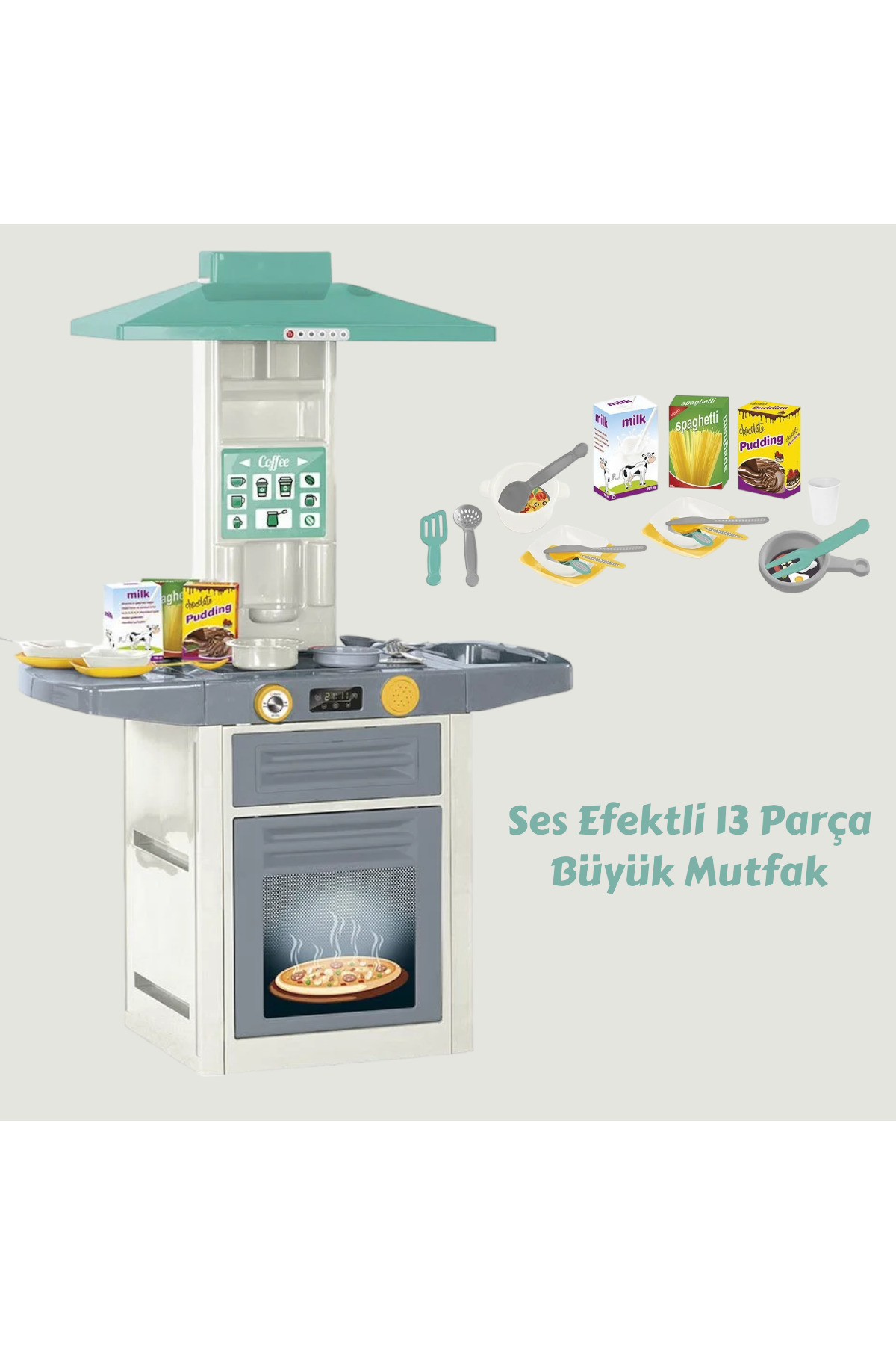YILDIRIM OYUNCAK Sound Effect Stand Kitchen Set with Accessories 13 ...