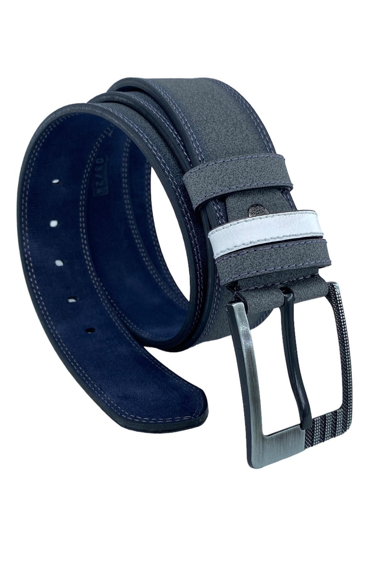 Süzer Deri Gri Suni Deri Çift Dikişli 3 Köprülü Model 4.5 Cm.lik Unisex ...