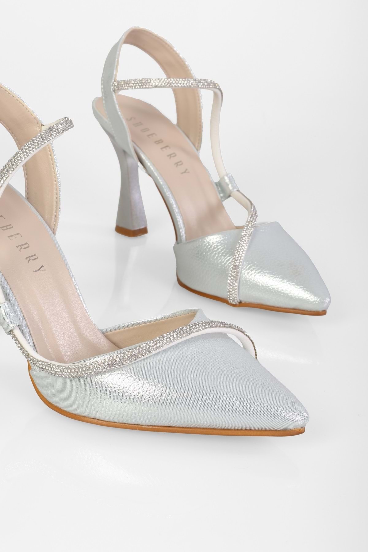 Shoeberry Kadın Tian Gümüş Kırışık Parlak Taşlı Stiletto Fiyatı ...