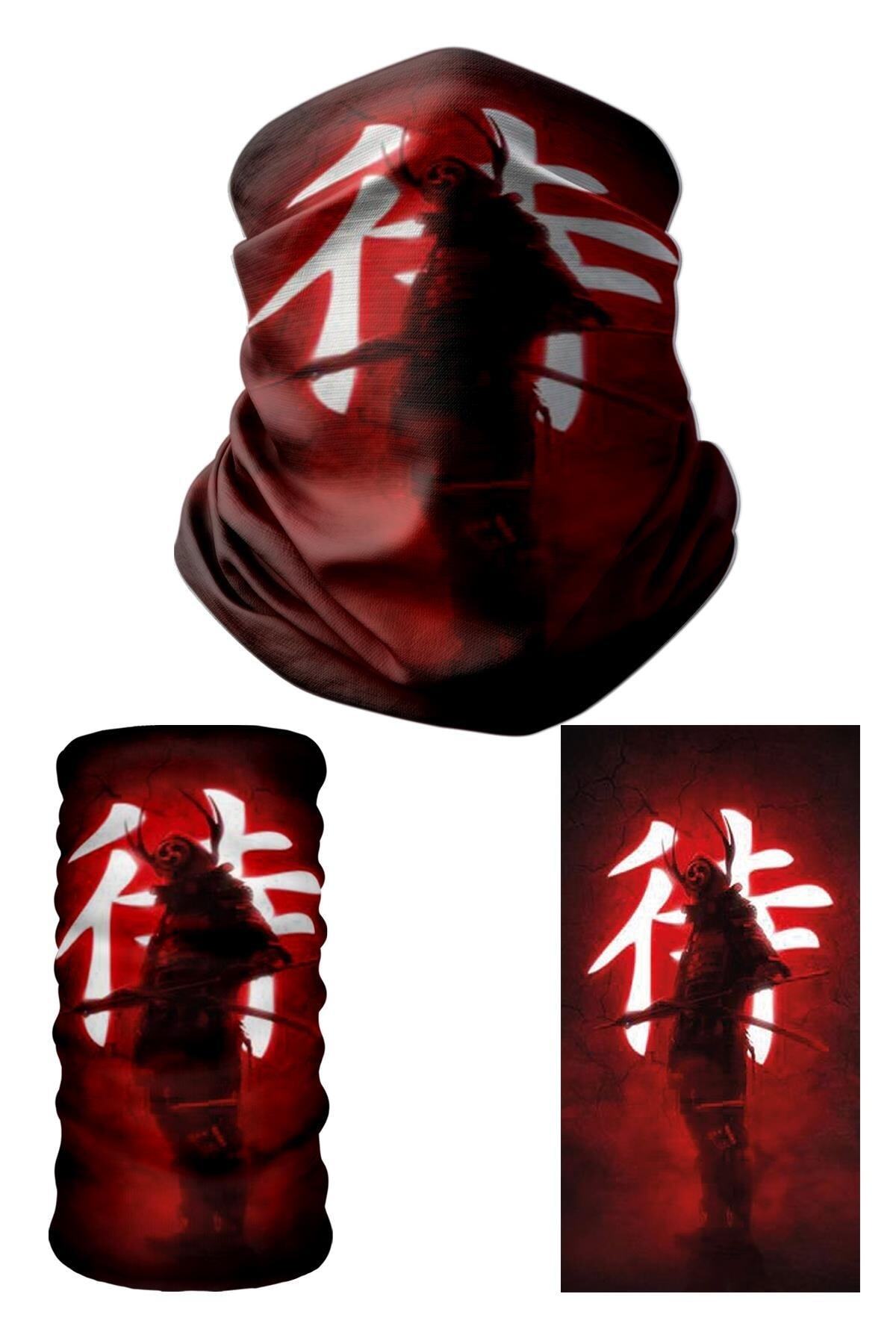 e-Taktik Samuray Anime Desenli Dikişsiz Tüp Boyunluk Bandana Buff Baf ...