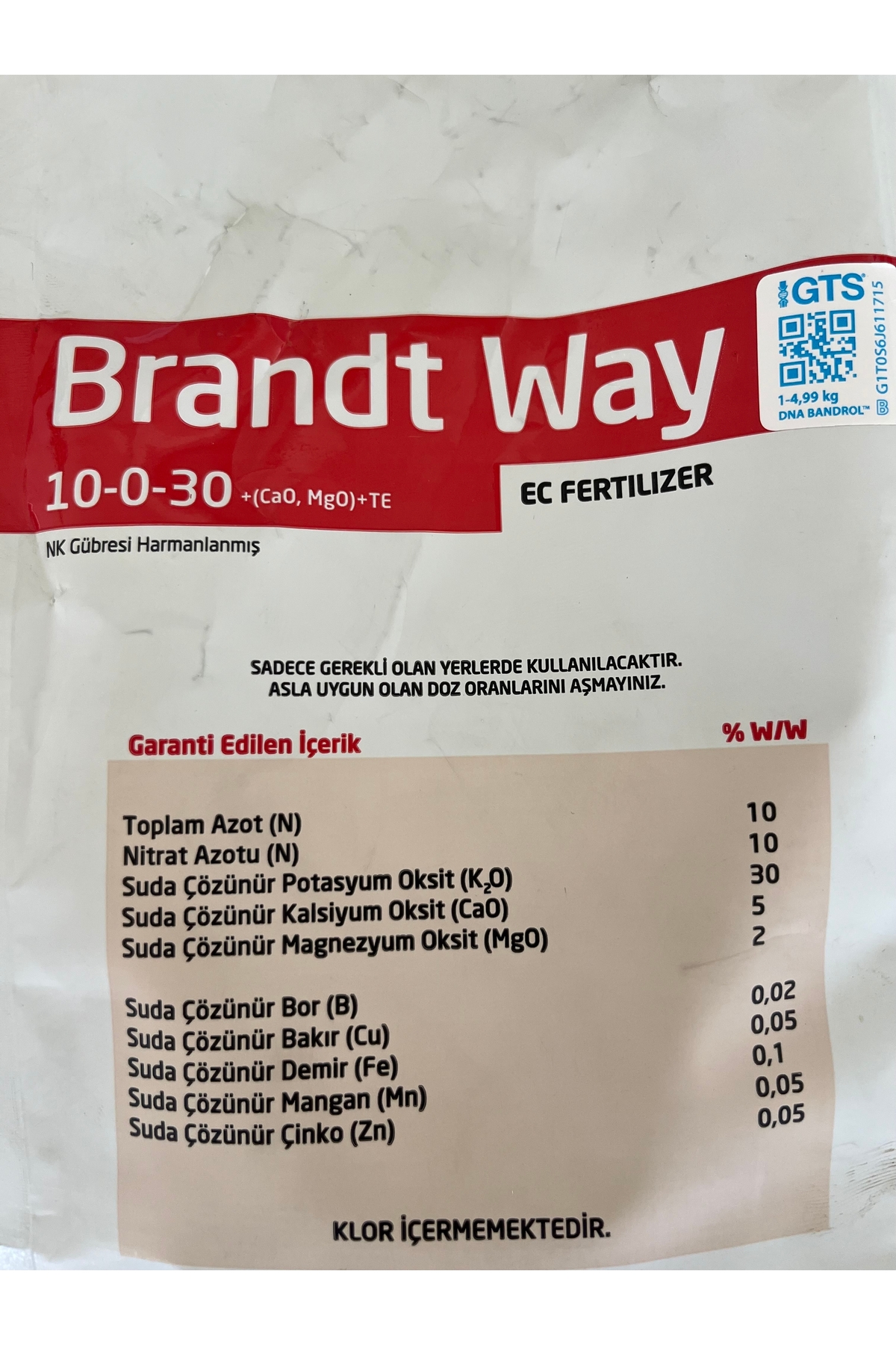 BRANDT BİTKİ BESLEME Brandt 10-0-30 (5CAO 2MGO) Te Ithal Amerikan Azot Potasyum Kalsiyum ...
