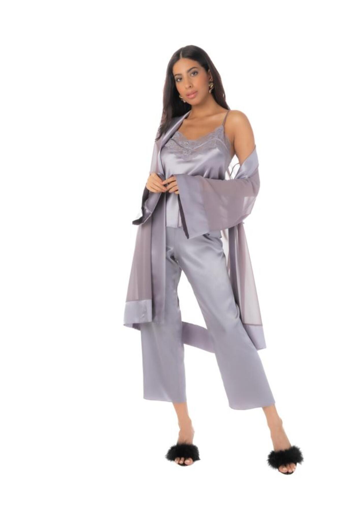 GADGET GEAR Sabahlıklı Saten Askılı Pijama Takımı Özel Seri Yeni ...