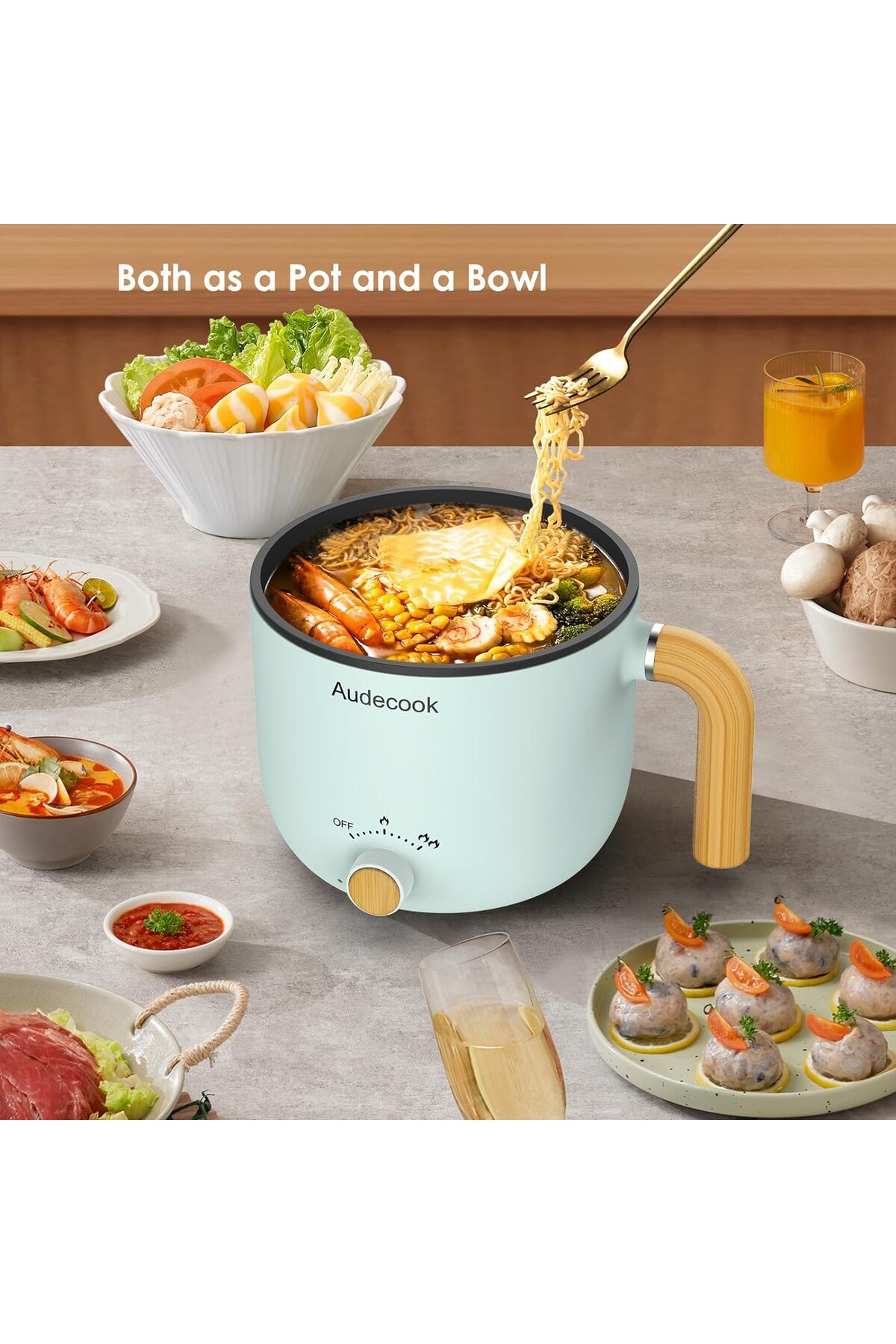 Audecook Elektrikli Güveç ve Buharlı Pişirici, 1,5 L Taşınabilir Mini ...