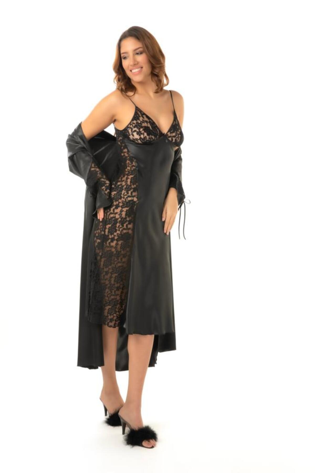 GADGET GEAR Ekru Gecelik-Sabahlık Takımı Özel Seri Yeni Koleksiyon 2'li ...