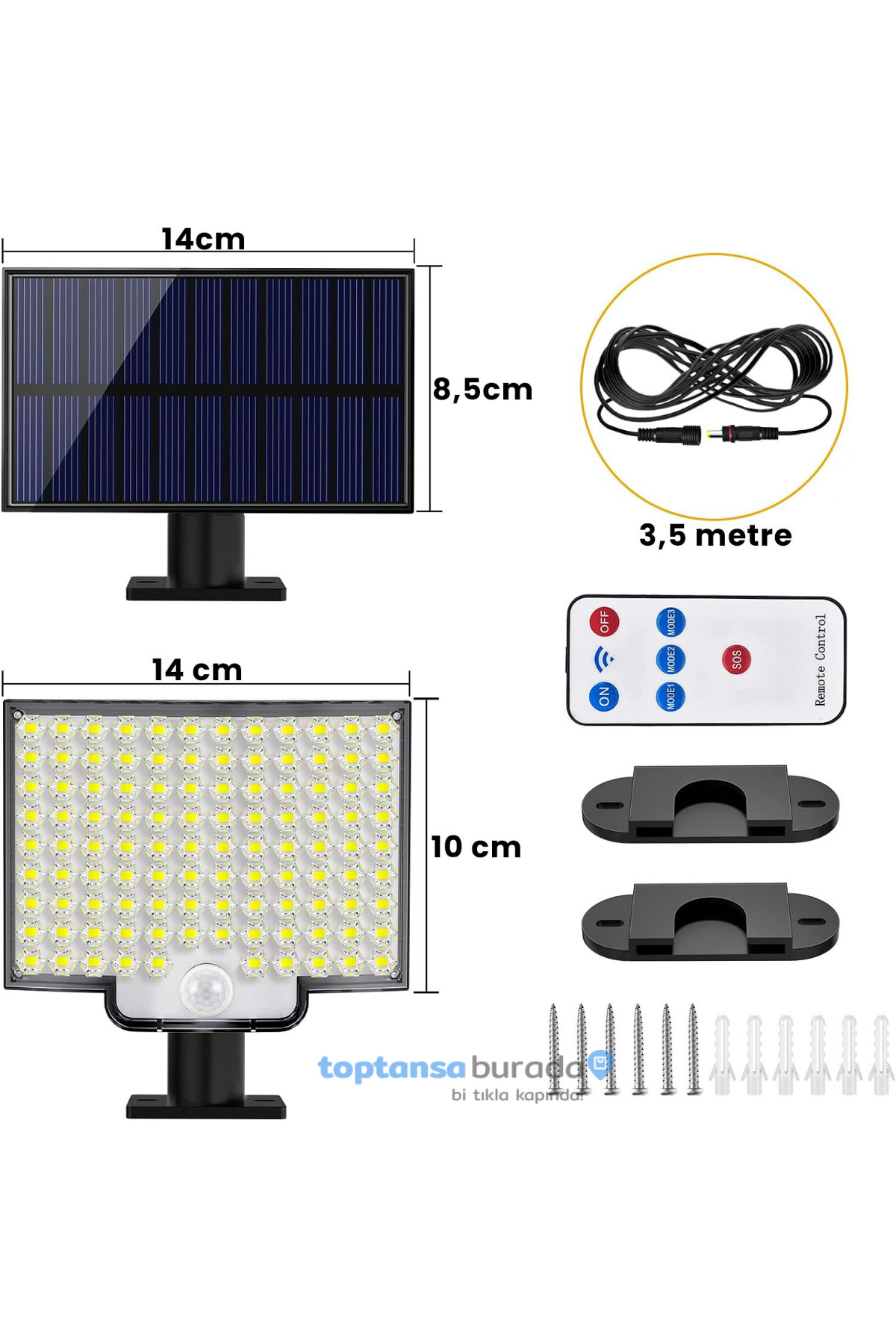 TechnoSmart Solar Güneş Enerjili 110 Ledli Kumandalı Hareket Sensörlü 3 ...