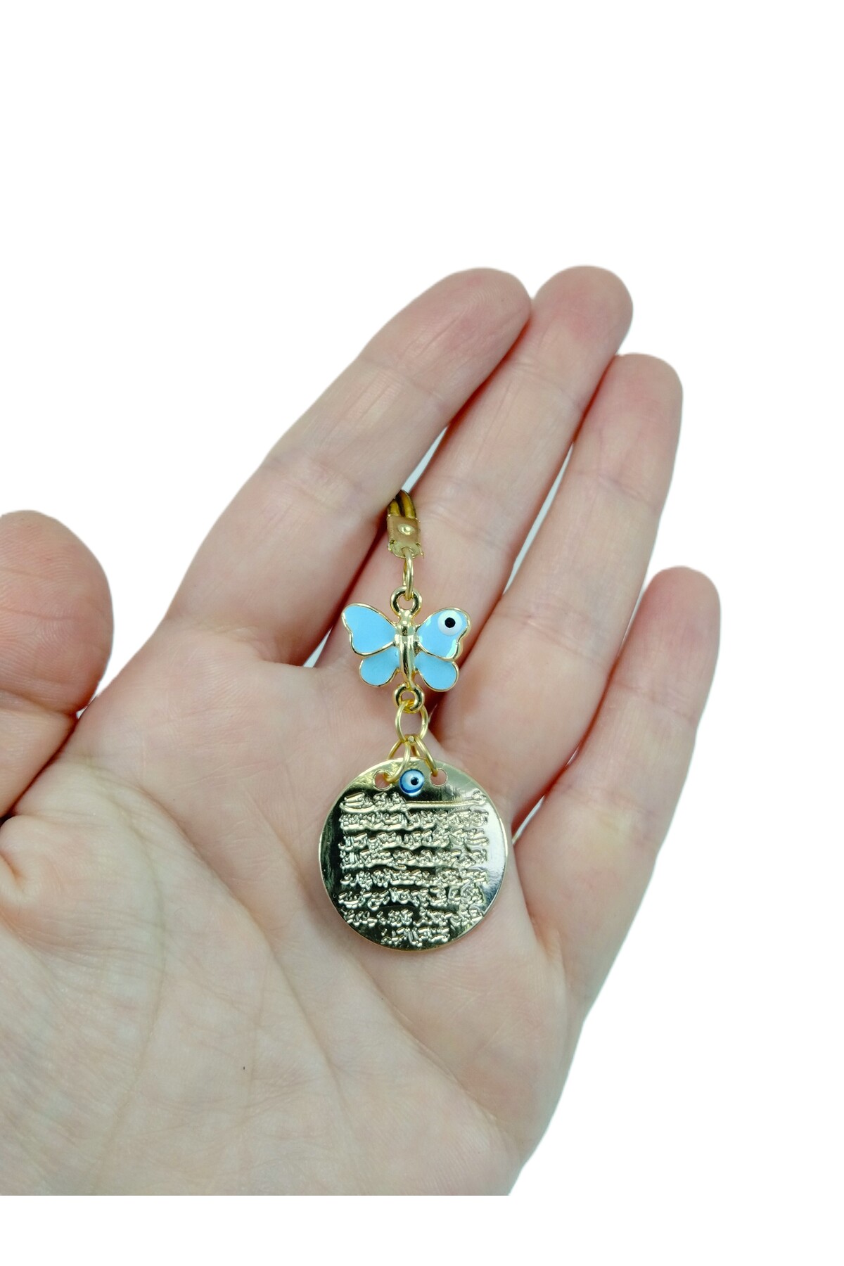 biuti Metal Mavi Kelebekli Nazar Dualı Nazar Boncuğu Araba Dikiz Ayna Süsü El Yapımı Lüks ...