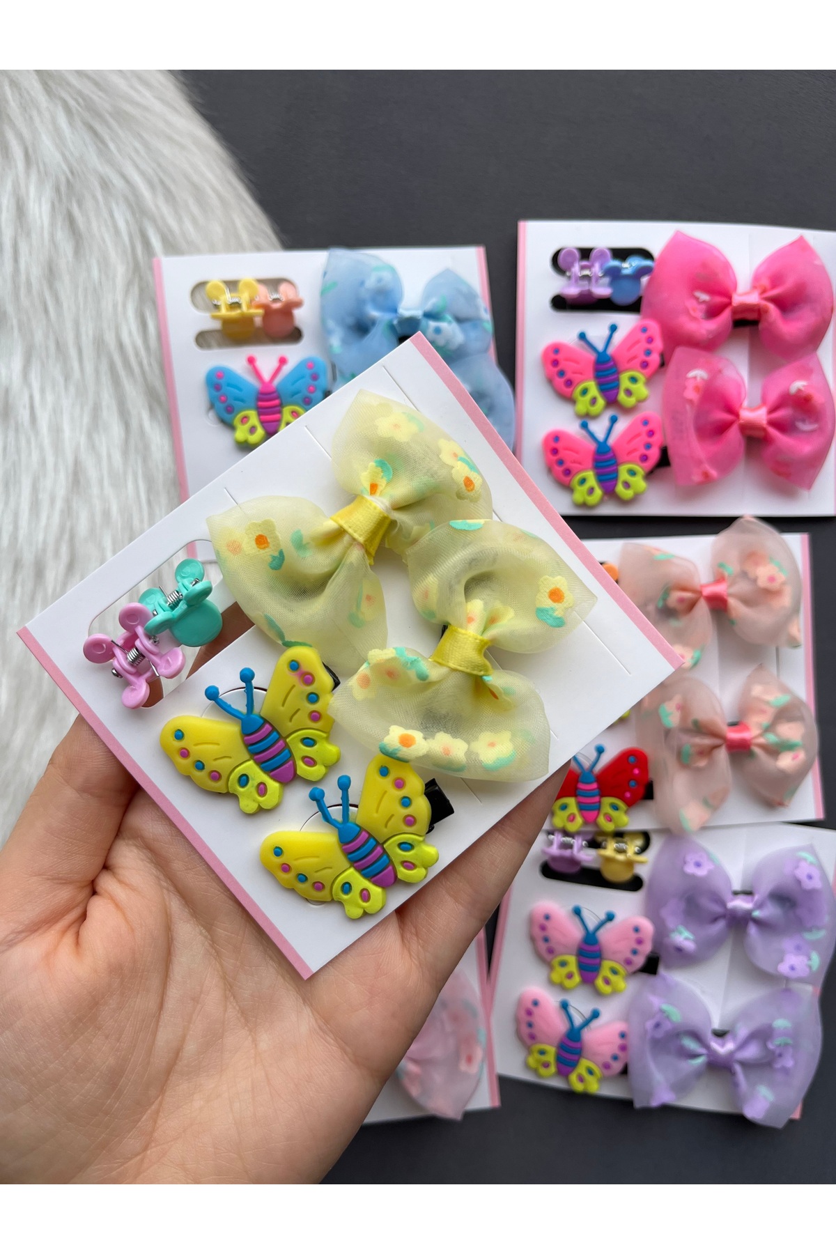 bisiylerbisiyler Kelebekli ve Kurdeleli Renkli Kız Toka Seti Fiyatı ...