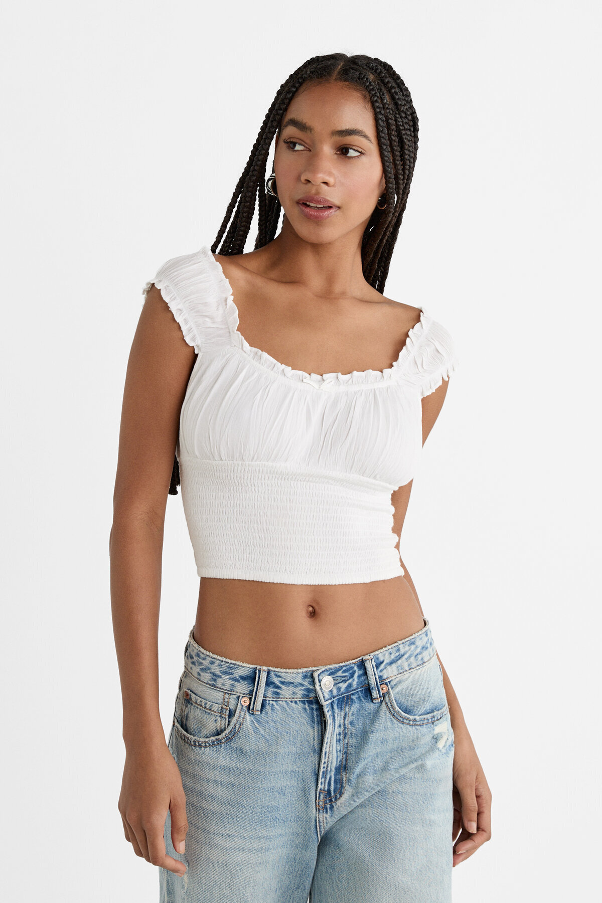 Stradivarius Açık omuzlu krepe kısa top Fiyatı, Yorumları - Trendyol