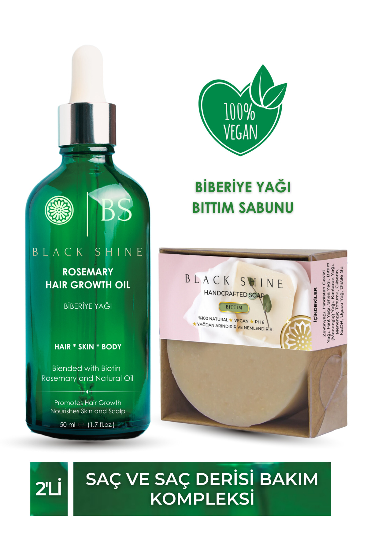 Black Shine BS BS Biberiye Yağı ve Doğal Bıttım Sabunu Saç Dökülmesi Ve ...