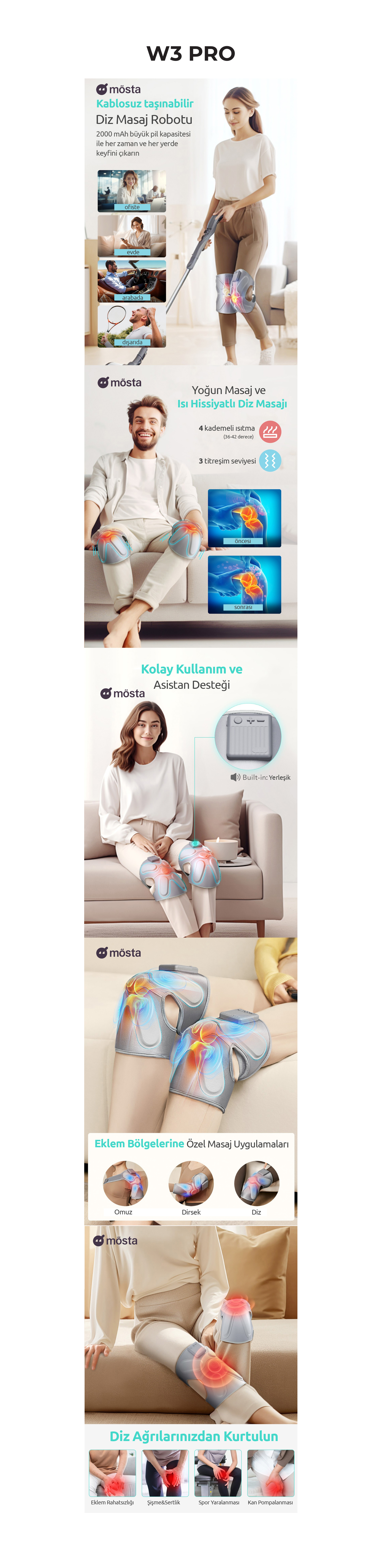 SKG W3 Pro Isı Ve Titreşimli Diz-omuz-dirsek Masaj Aleti, Eklem Ağrıları Şarjlı Isıtmalı Dizlik ...