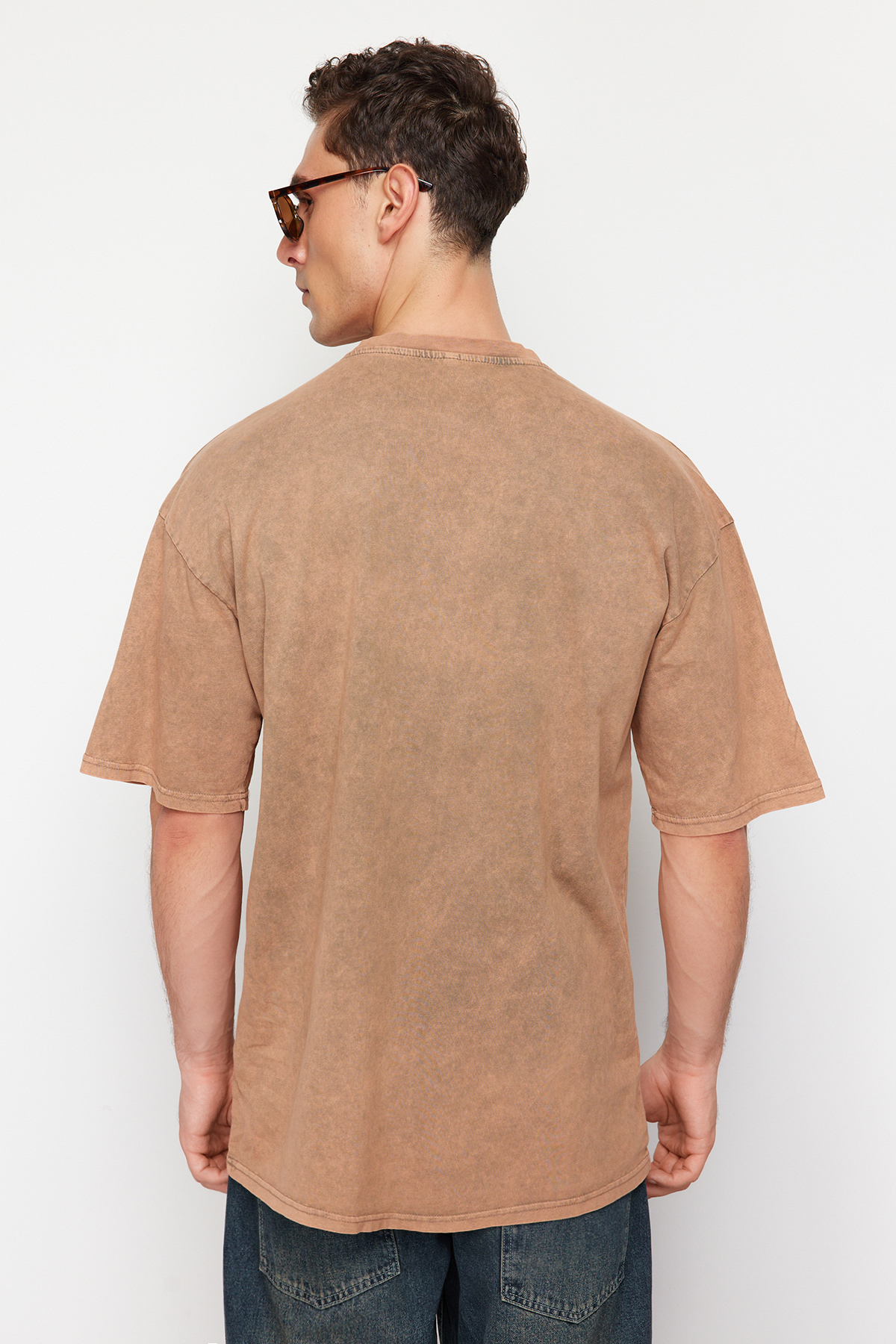 Trendyol Collection Pale Effect Text Printed Oversize Cotton T-Shirt ...
