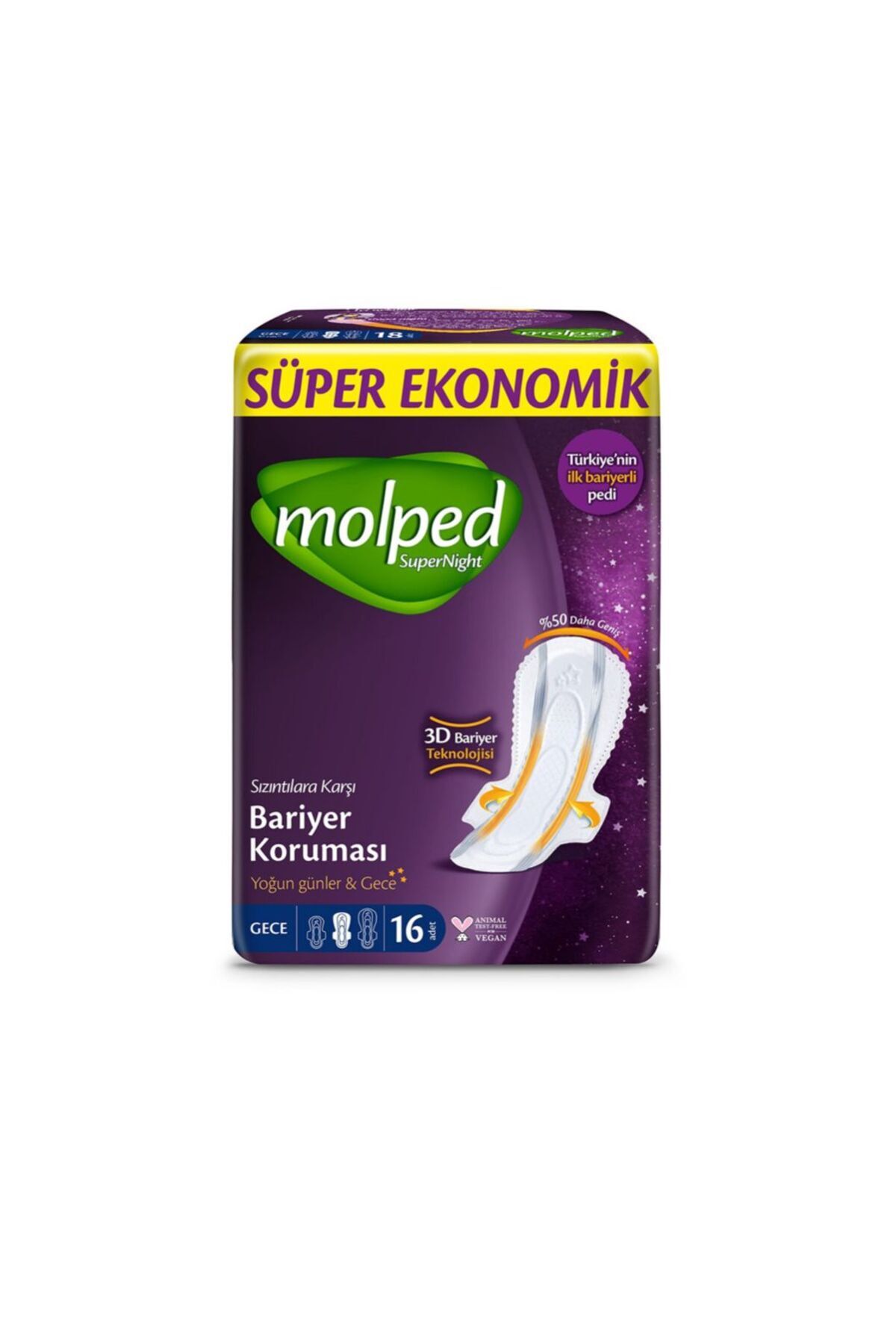 Molped Super Night Süper Gece Hijyenik Ped 16 Lı Fiyatı, Yorumları ...
