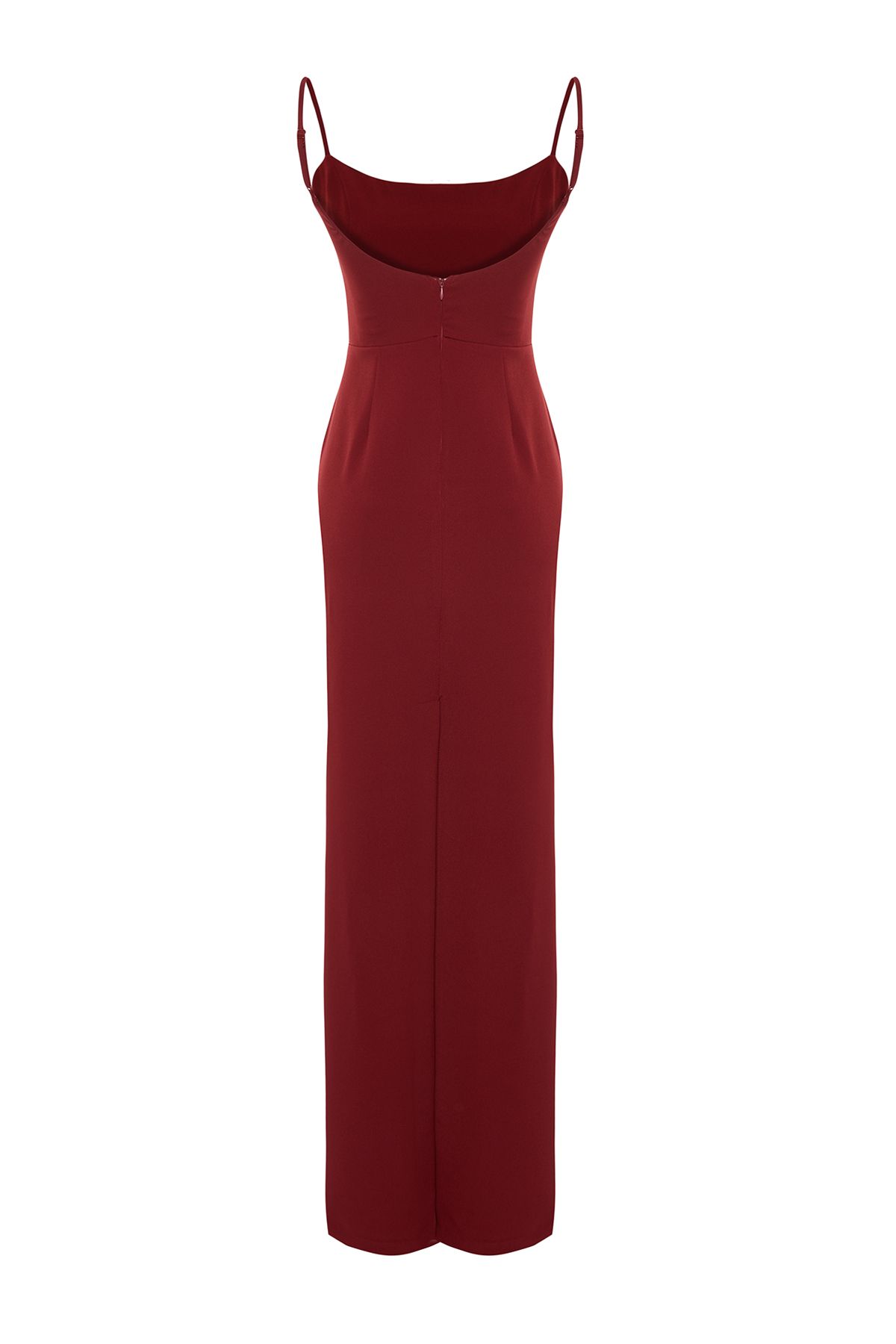 Trendyol Collection Burgunderrotes Figurbetontes Langes Abendkleid