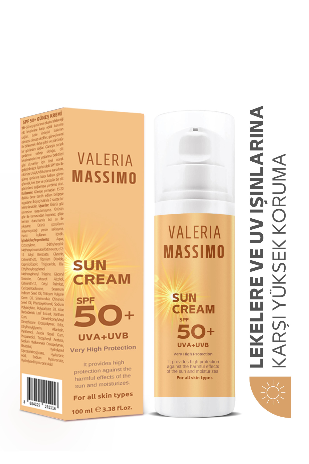 Valeria Massimo Spf 50 Yüksek Koruma Vücut Güneş Kremi 100 ml Uva/uvb ...