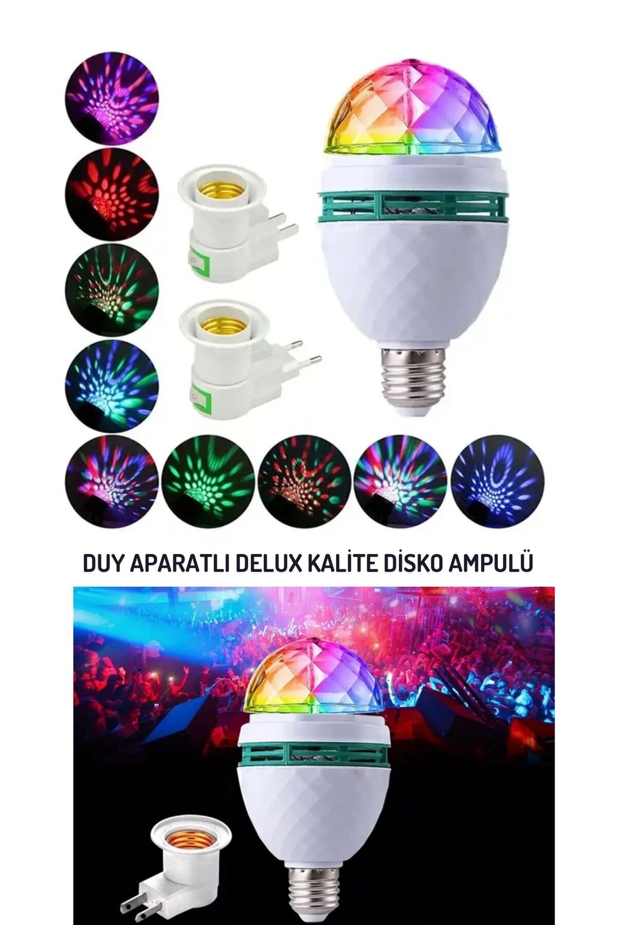 Genel Markalar Renkli Disko Ampülü Hareketli 360 Derece Dönen Disko ...