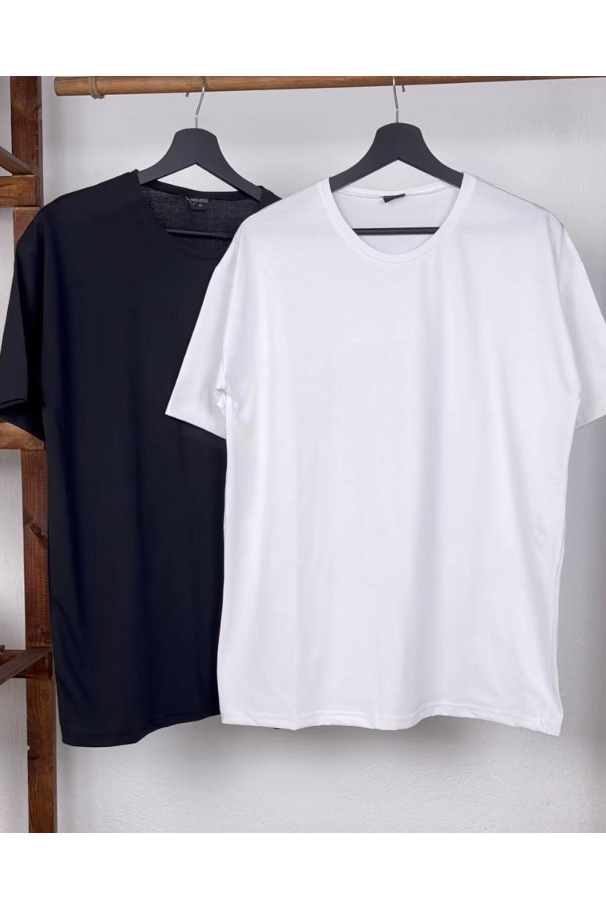 FGO GYM Set of Two Black-White Unisex Crew Neck Cotton Oversize T-shirt ...