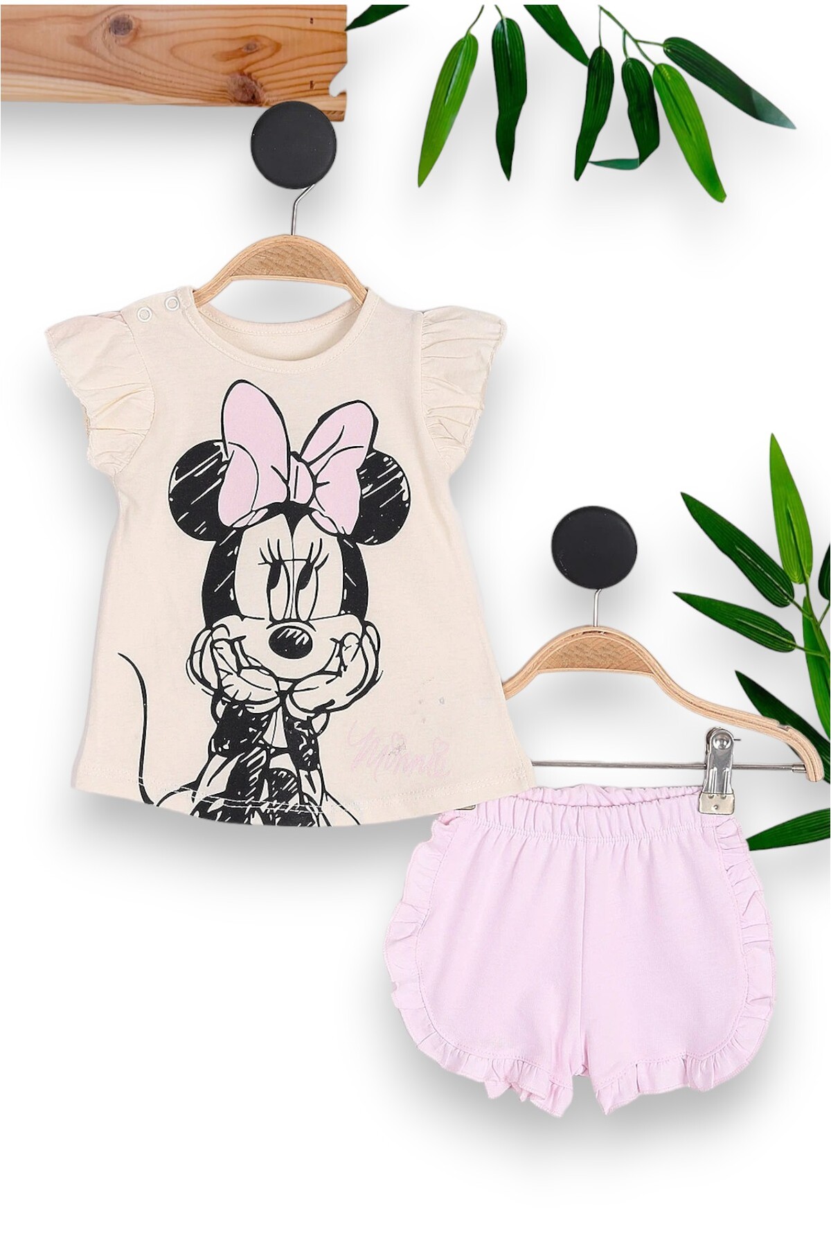 Ege Bebek KIZ BEBEK MİNNİE MOUSE BASKILI YAZLIK ŞORTLU 6-24 AY ARASI ...
