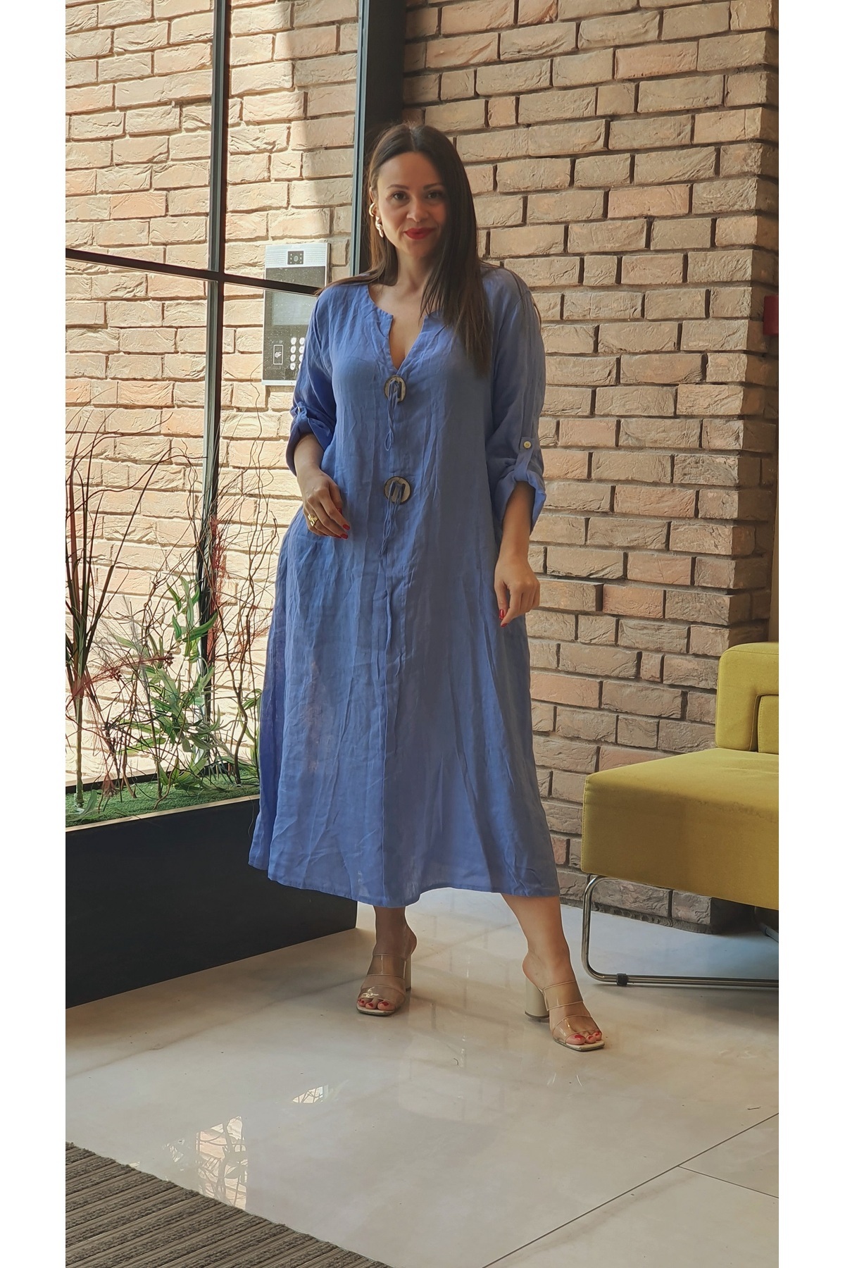 Park Moda TRENDBYSENA 19781 DÜĞME DETAYLI UZUN KETEN ELBİSE Fiyatı ...