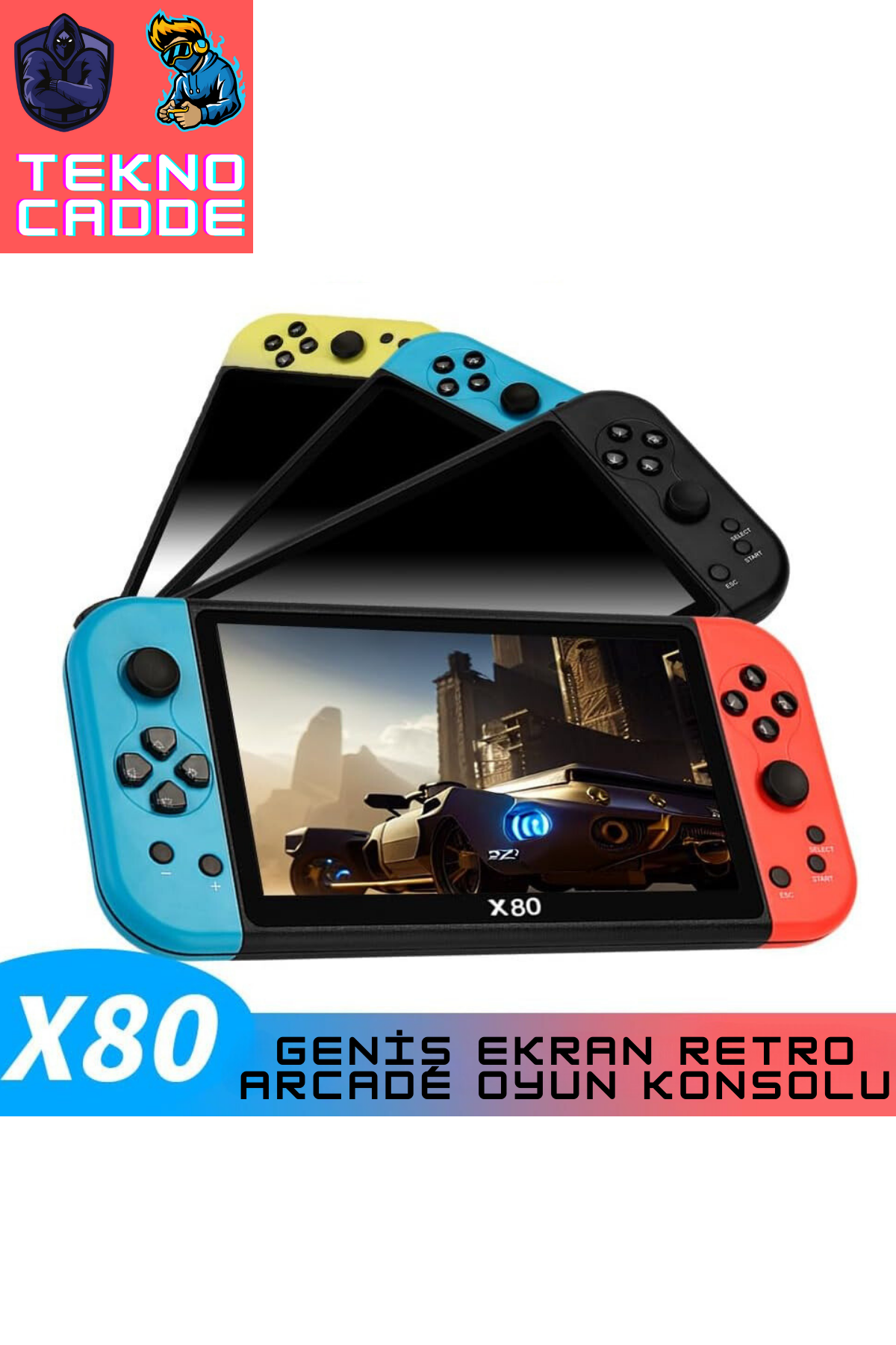 beboncool X80 7inç LCD Geniş Ekran HDMİ 128bit 10000+ RETRO ARCADE OYUN ...