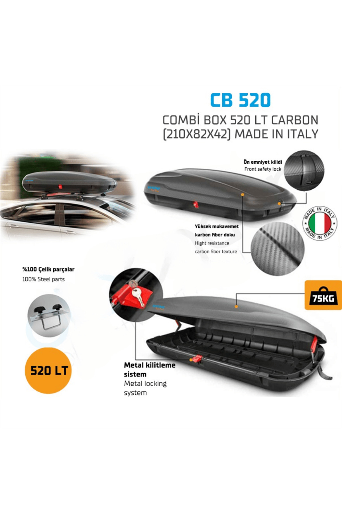 Sentinel Combi Box 380 Lt Carbon (136X82X38) Made In Italy Fiyatı ...