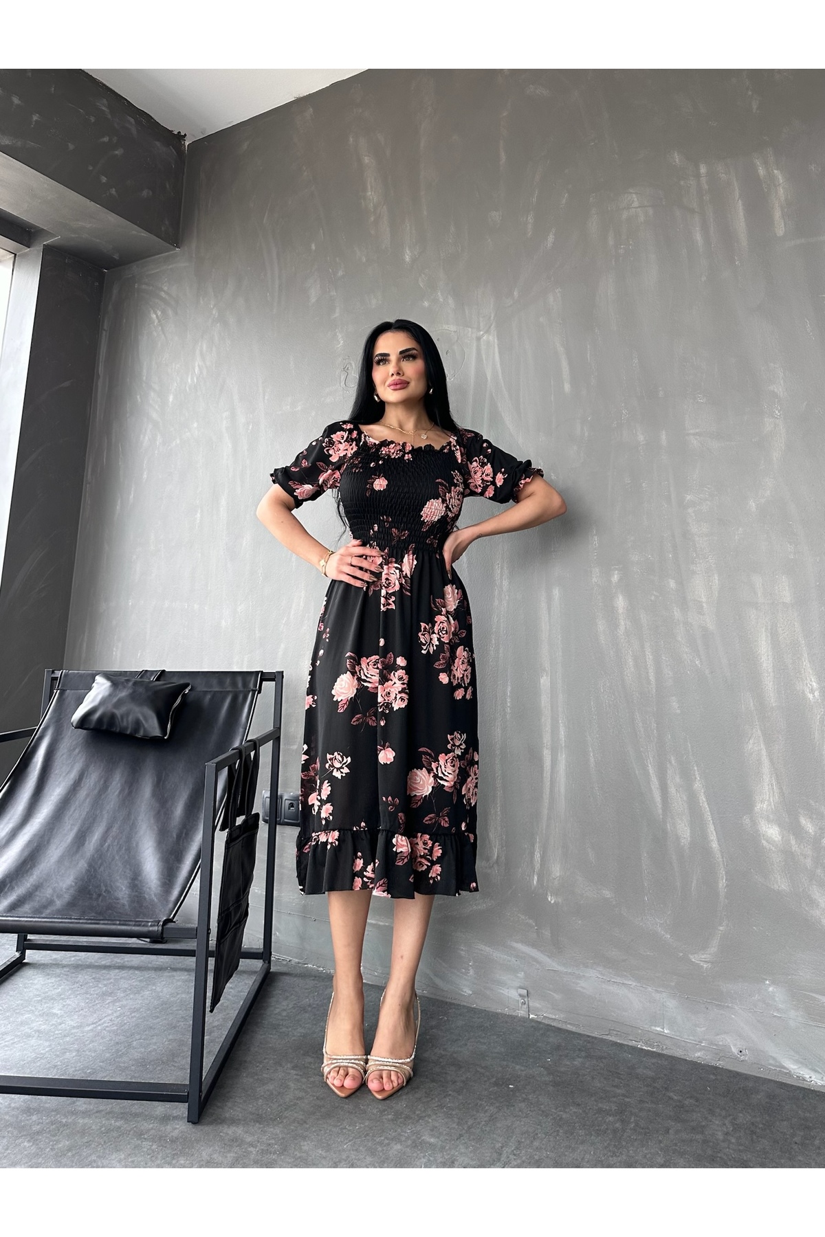 LİLA İSTANBUL Rochie de vară cu guler pătrat Gimped Helen din stofă cu ...