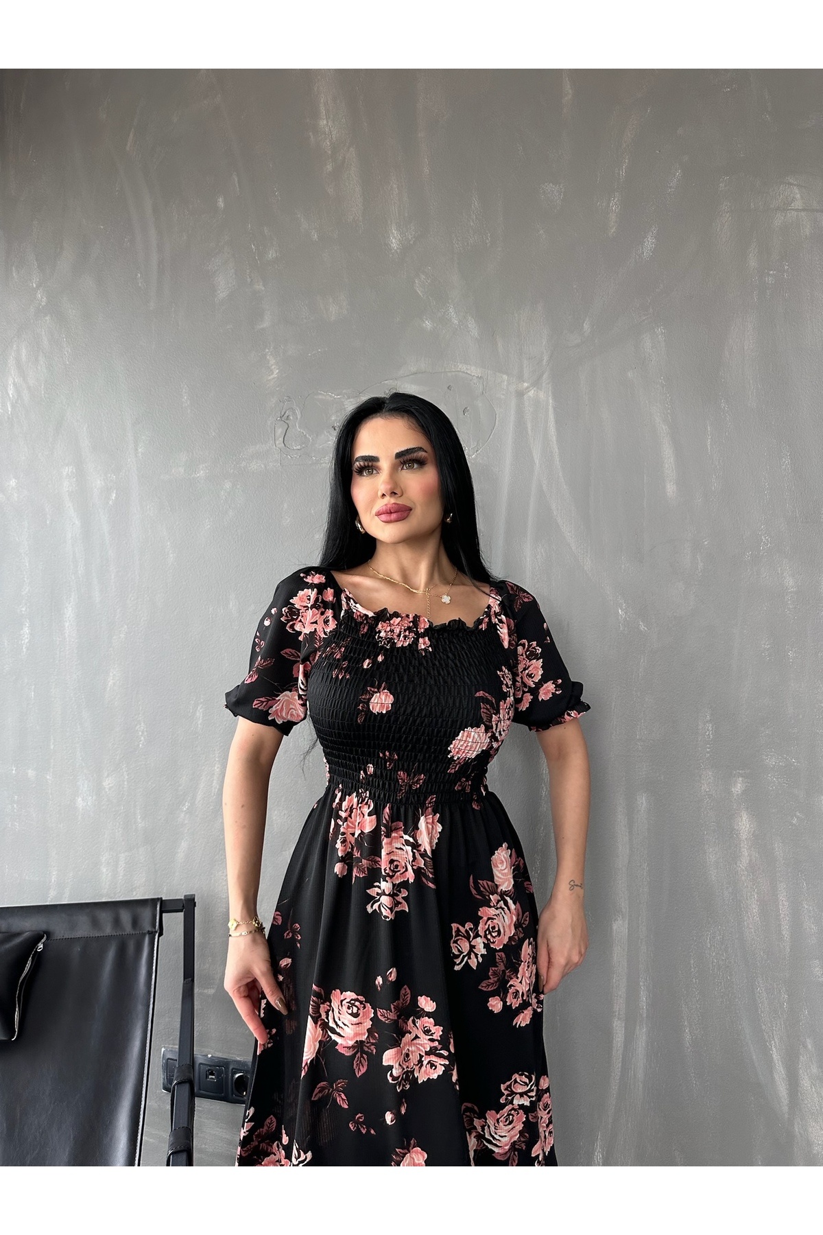 LİLA İSTANBUL Rochie de vară cu guler pătrat Gimped Helen din stofă cu ...