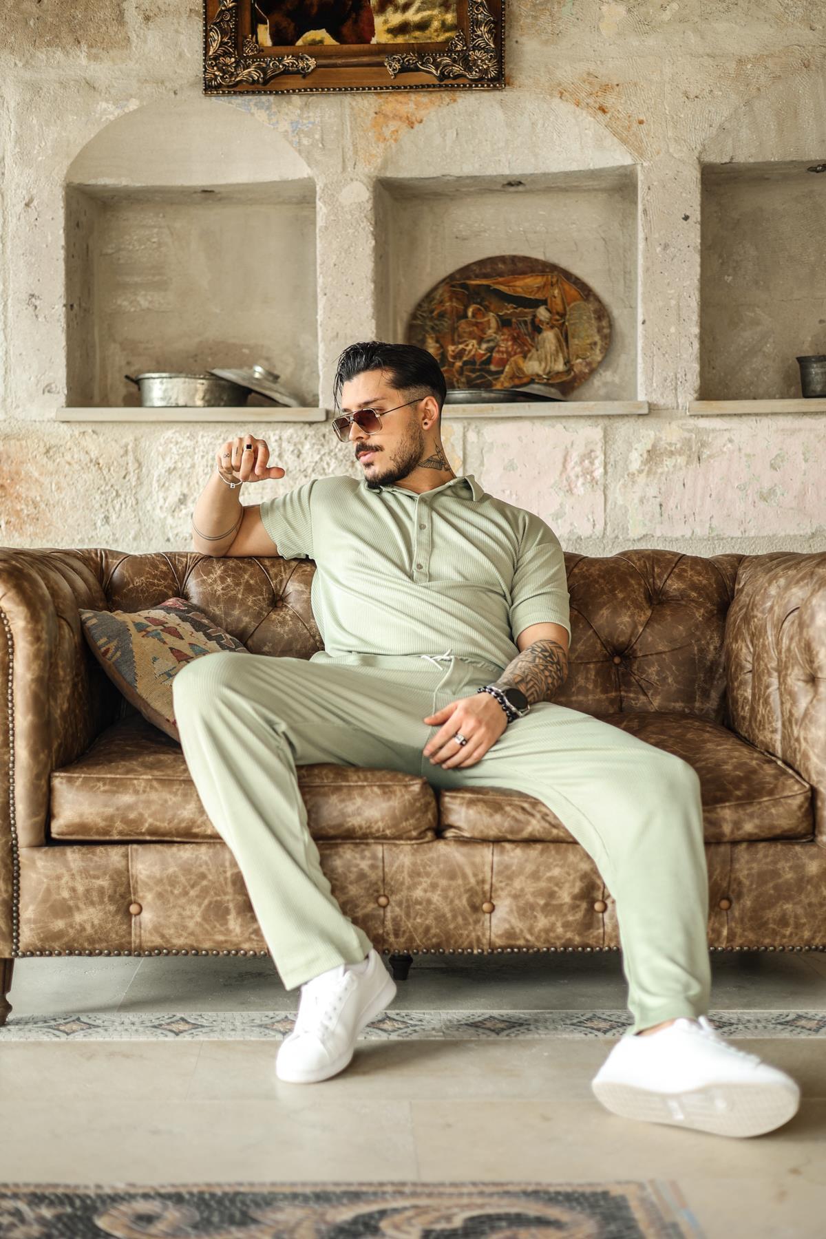 OUTFİT MAN Erkek Dört Düğmeli Oversize Polo Yaka Tshırt Mint Fiyatı ...