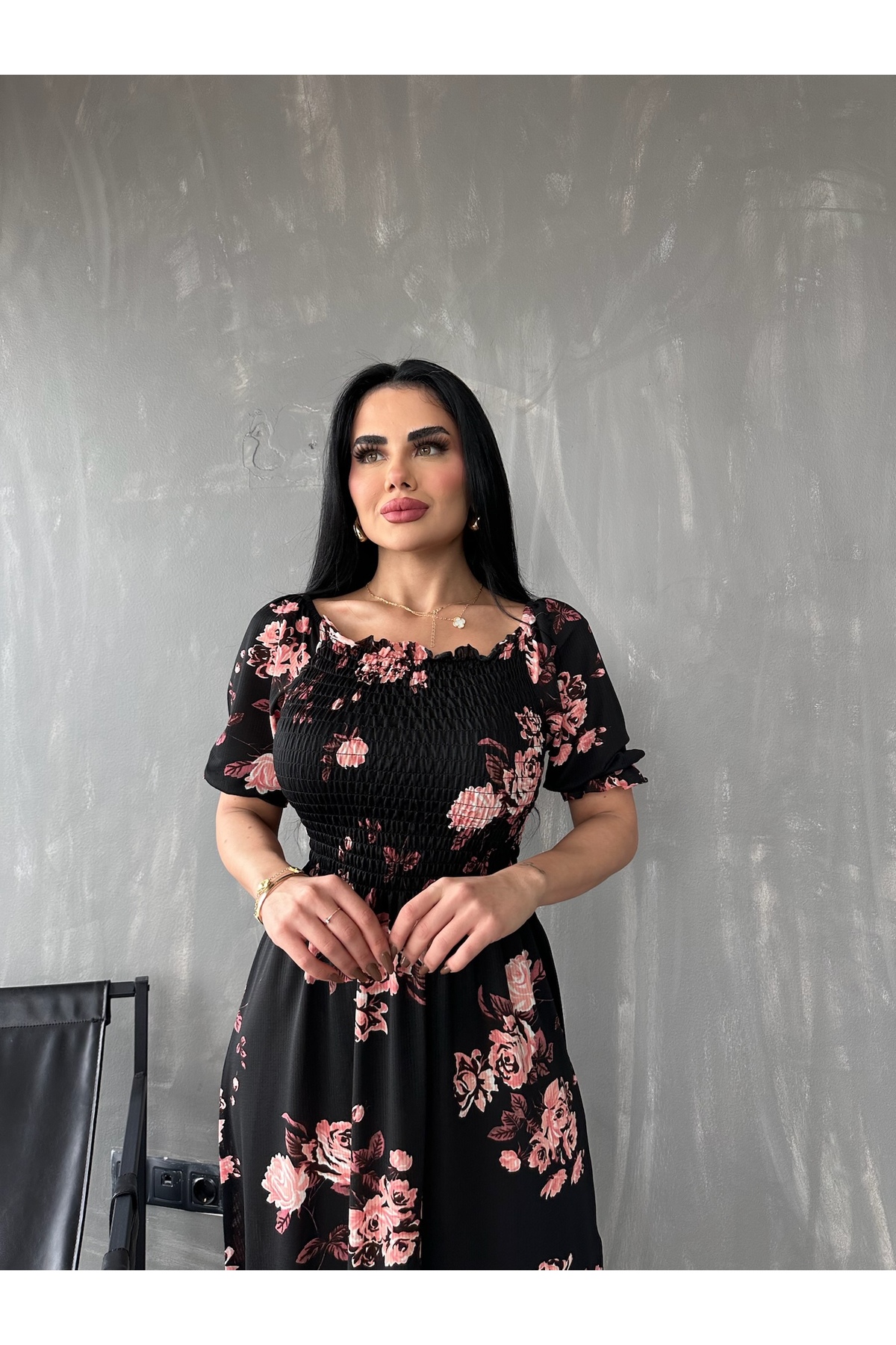 LİLA İSTANBUL Rochie de vară cu guler pătrat Gimped Helen din stofă cu ...