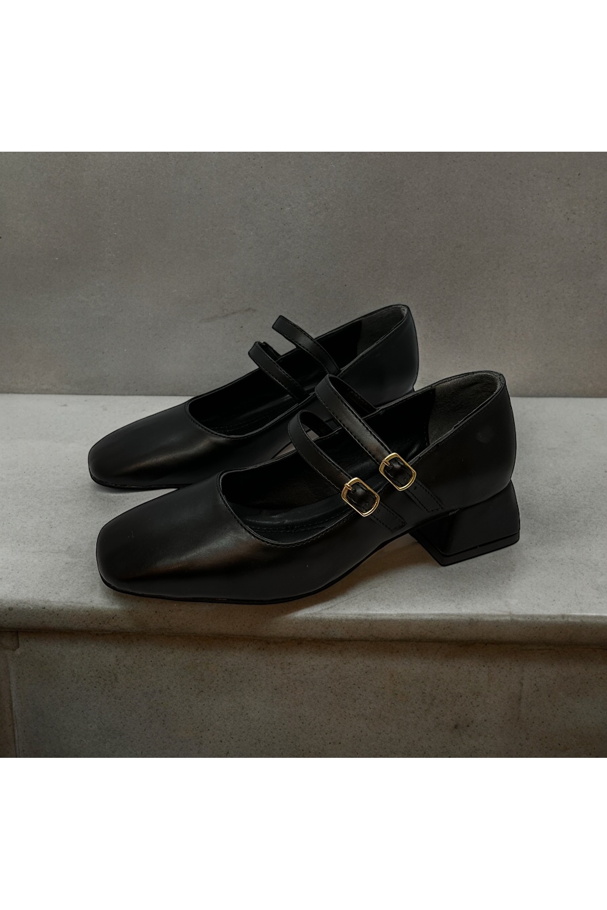 runa shoes mary jane çift bant mat siyah günlük kalın topuklu babet ...