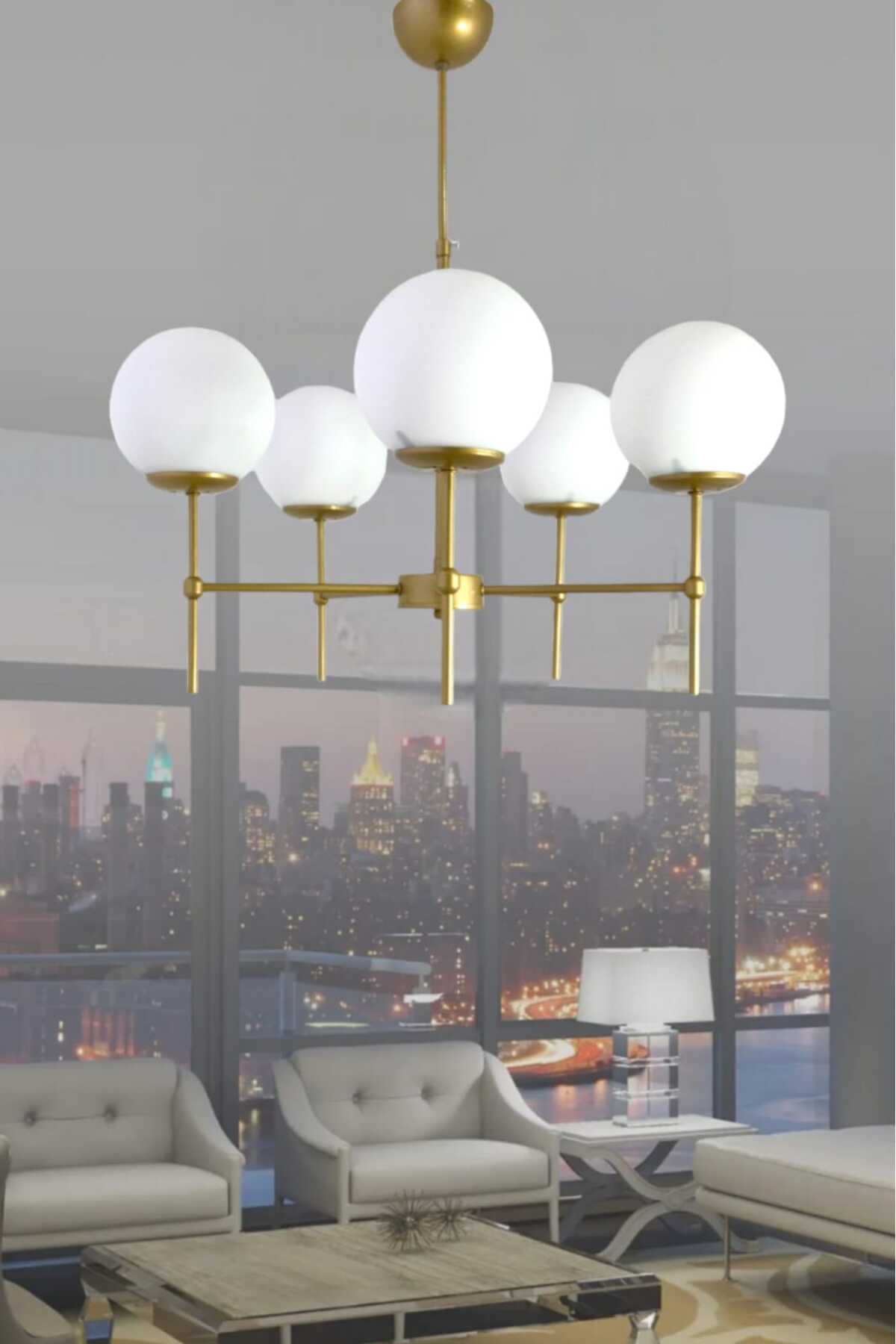 BSA LIGHTING ARMİNA 5'Lİ ESKİTME BOYALI MODERN AVİZE ( BEYAZ CAMLI) Fiyatı, Yorumları - Trendyol